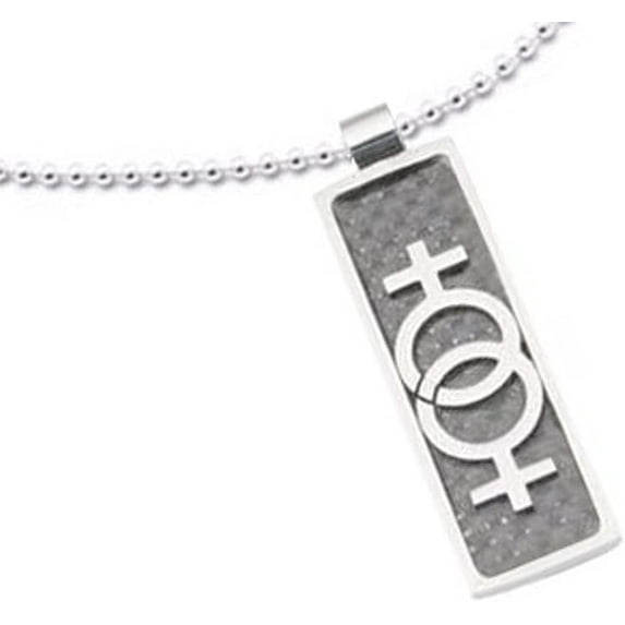 Lesbian Pride Black Double Female Symbol SteeI & Carbon Fiber Pendant ...