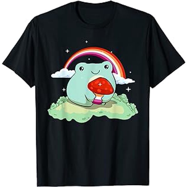 Lesbian Pride Flag Cute Frog Mushroom Subtle Lgbtq T Shirt