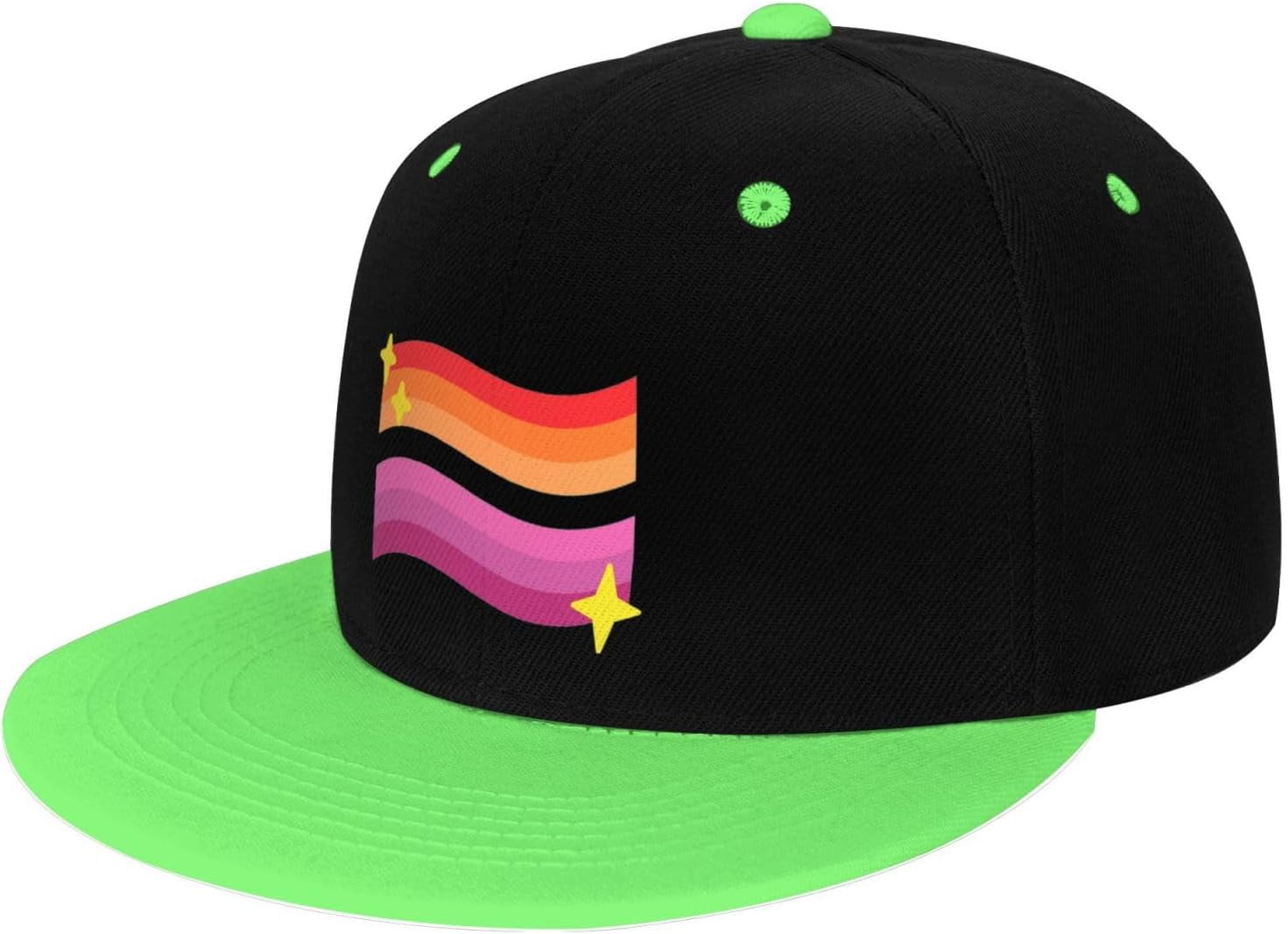 Lesbian Pride Flag Sparkle Flat Brim Baseball Cap,Classic Snapback Hats ...