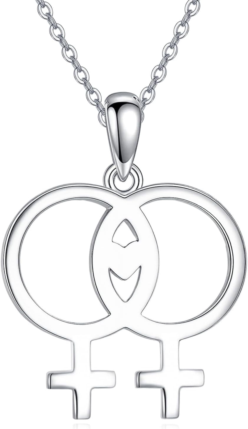Lesbian Pride Necklace 925 Sterling Silver Lesbian Symbol Lgbt Pride ...