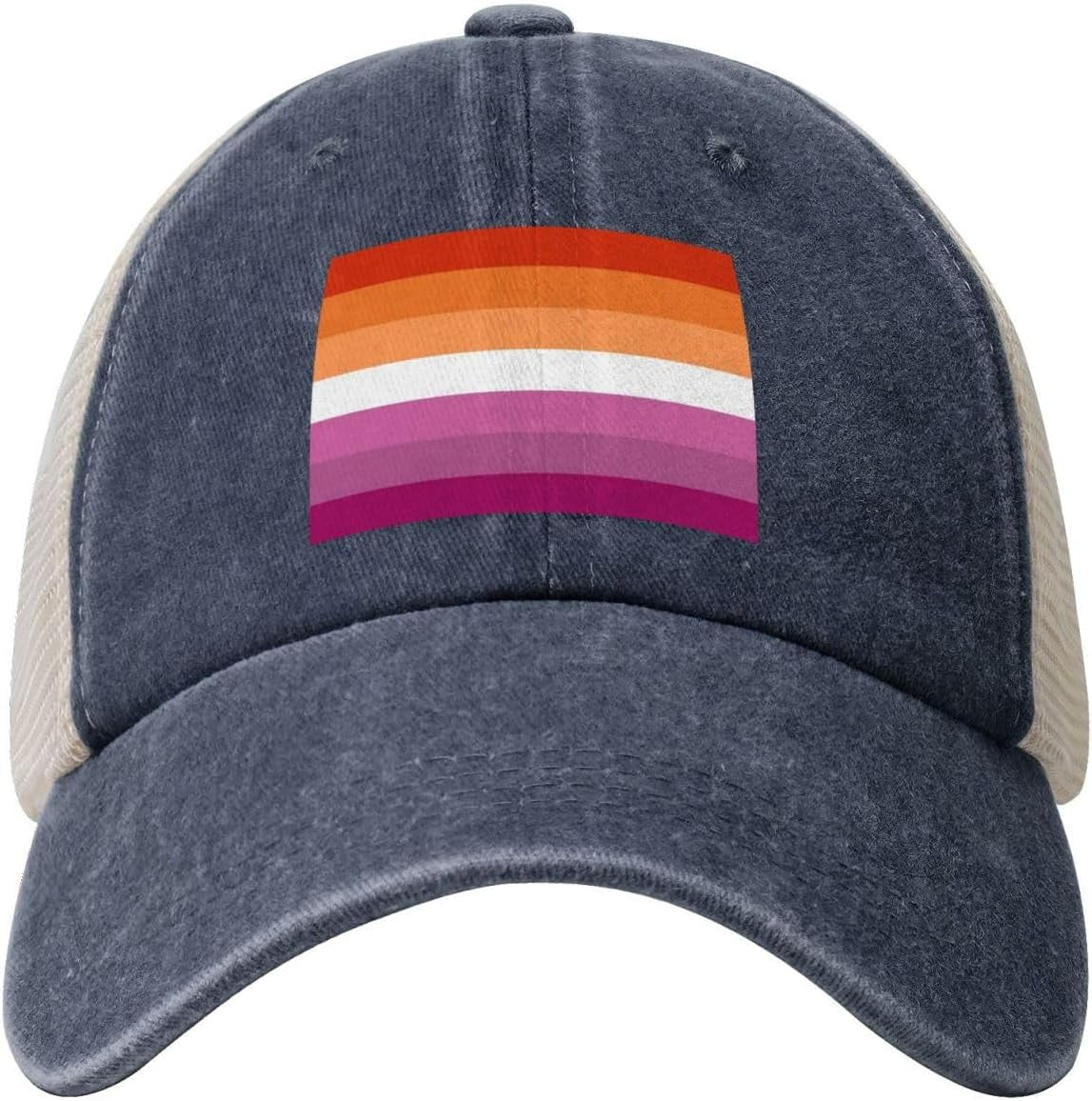 Lesbian Pride Rainbow LGBT Flag Cowboy Hat Men Vintage Mesh Baseball ...