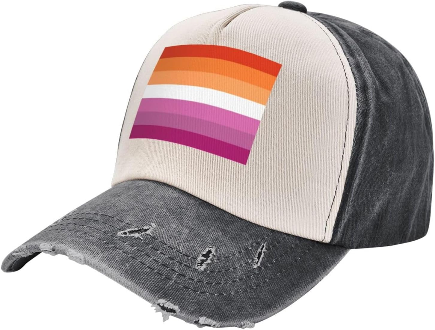 Lesbian Pride Rainbow LGBT Flag Cowboy Hat Vintage Washed Baseball Cap ...