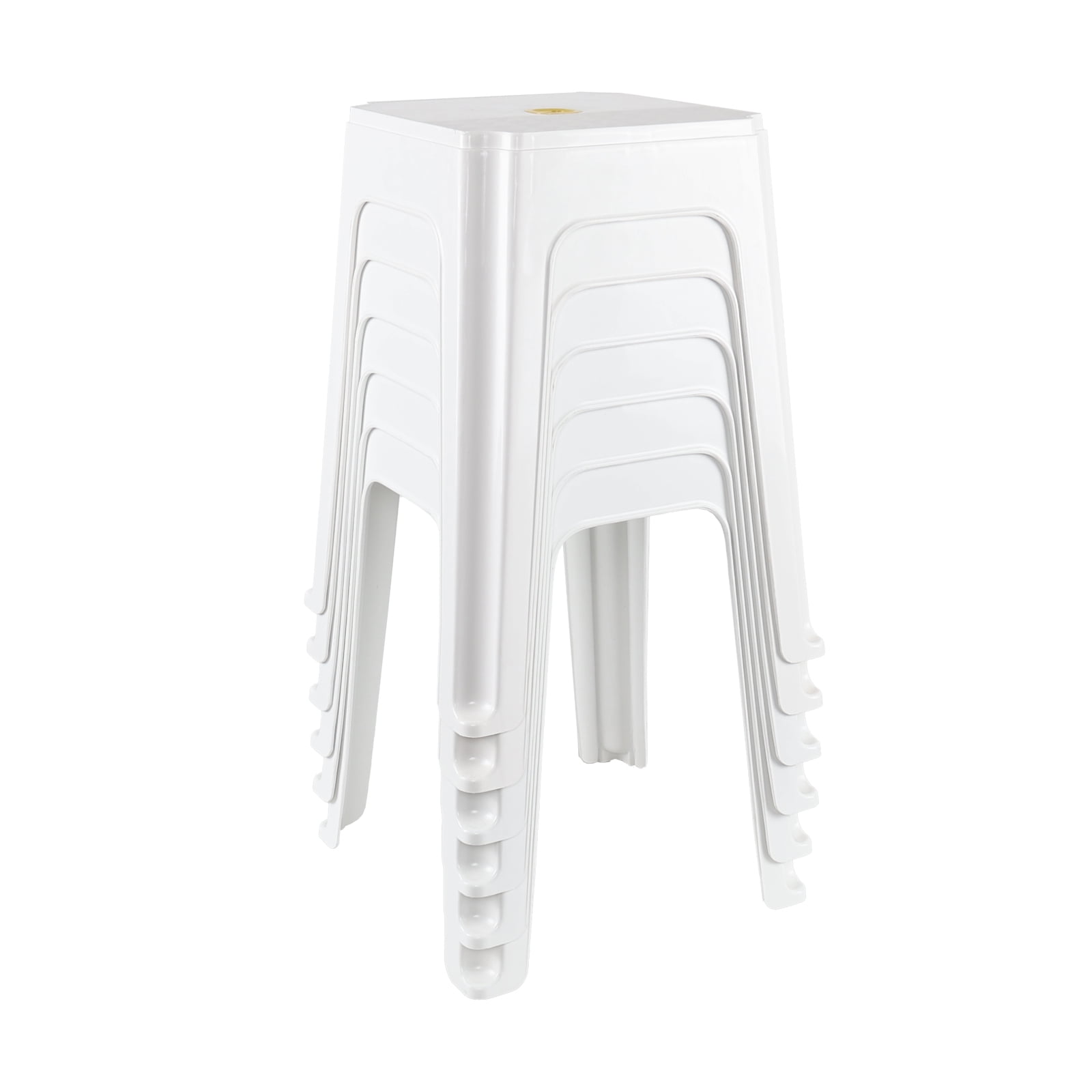 Lesbin 6 Pack 18.5 Inch White Plastic Stacking Stools with Square Seat ...