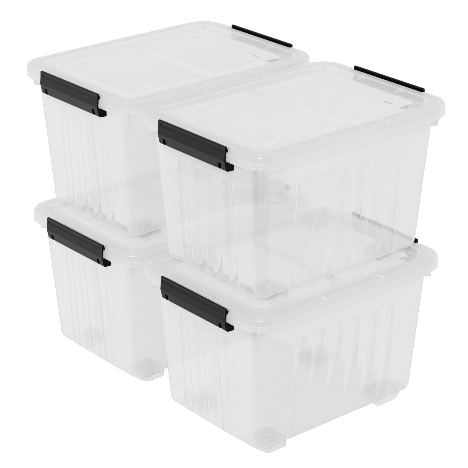 Lesbye 30 Quart Wheeled Clear Storage Boxes, Plastic Storage Latch Bin ...