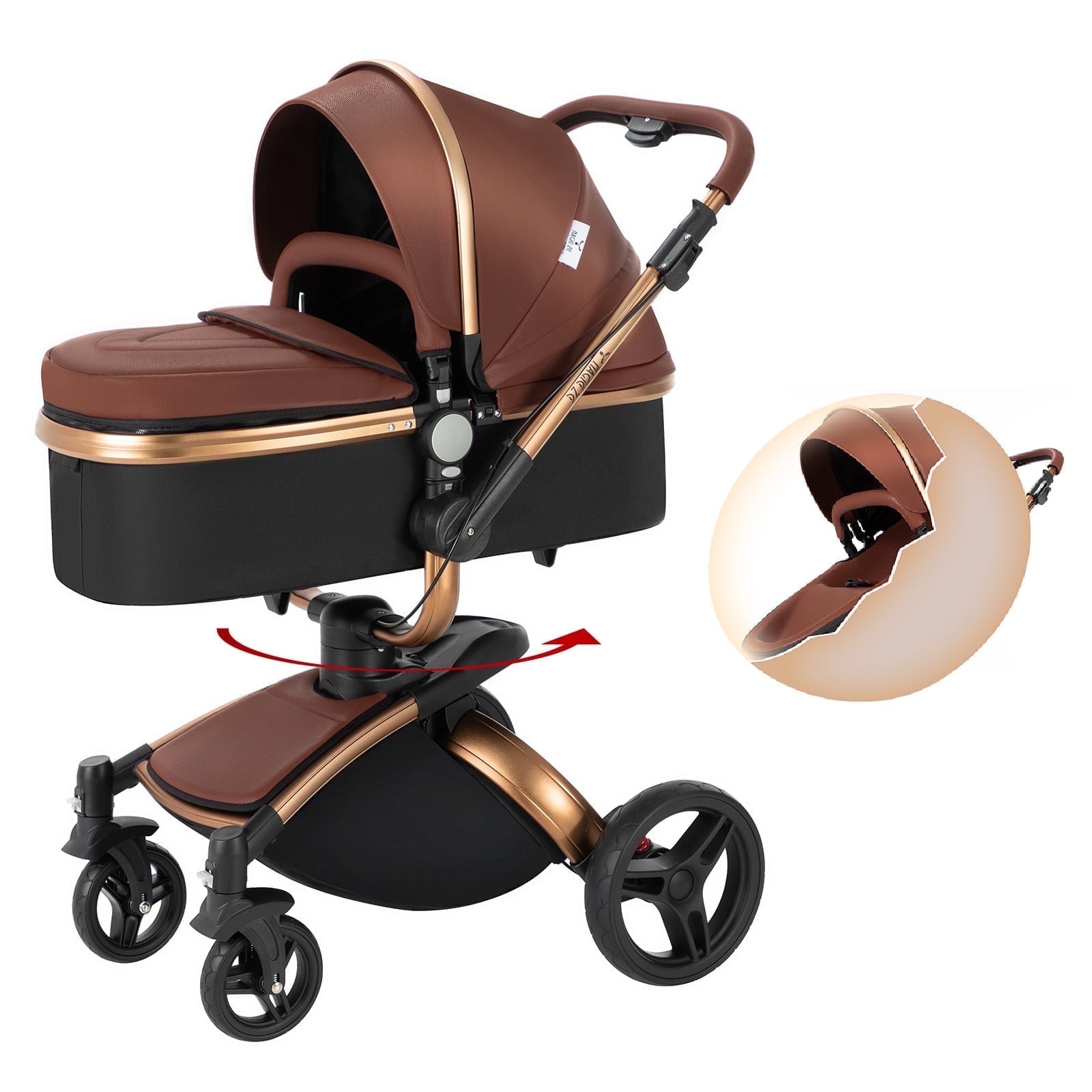 Lesiman 360° Swivel Baby Stroller, Lite Luxe Folding Convertible Travel ...