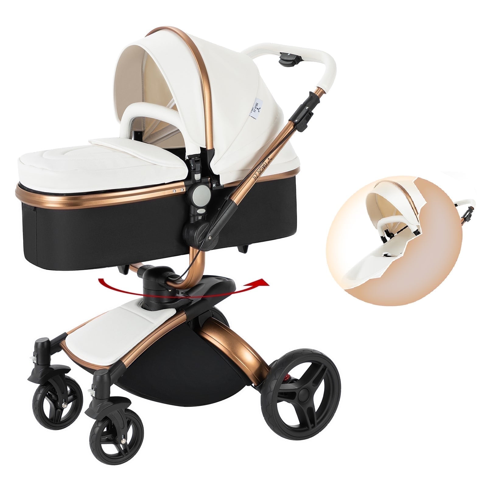Lesiman 360° Swivel Baby Stroller, Lite Luxe Folding Convertible Travel ...