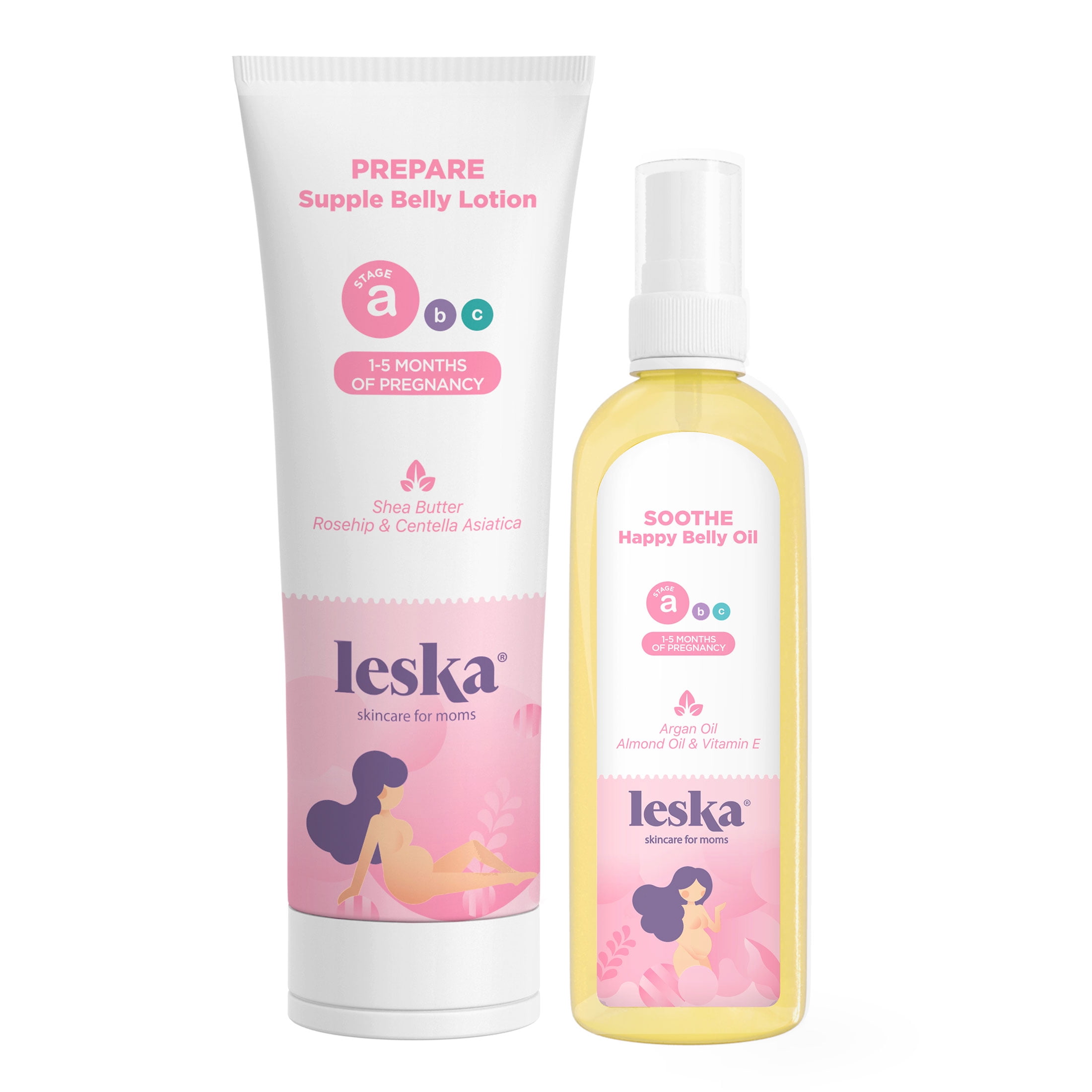 LESKA Maternity Lotion & Oil, Prepare & Soothe Supple Belly, Natural, 8 ...