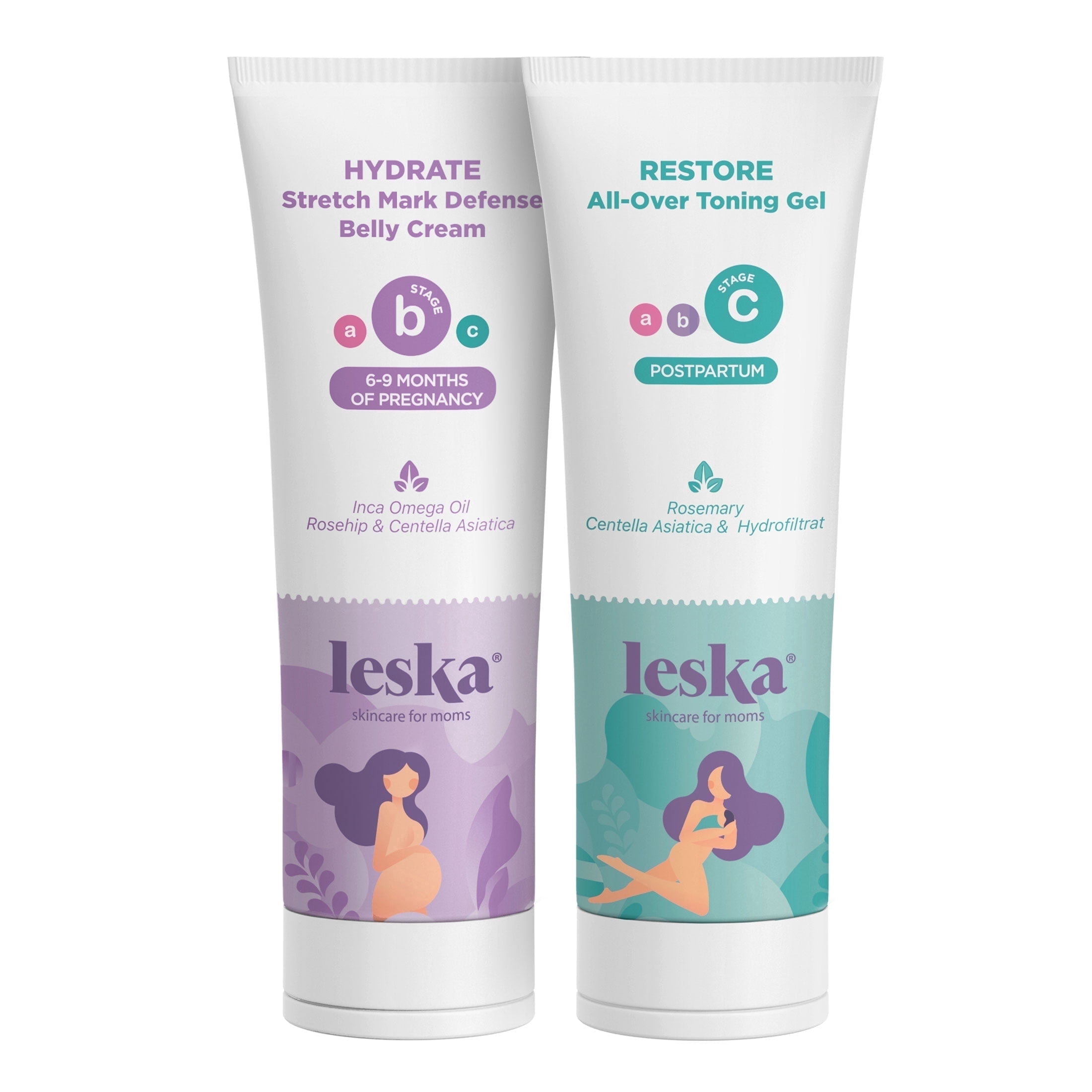 Leska Maternity Stages B & C Set | HYDRATE Stretch Mark Cream & RESTORE ...