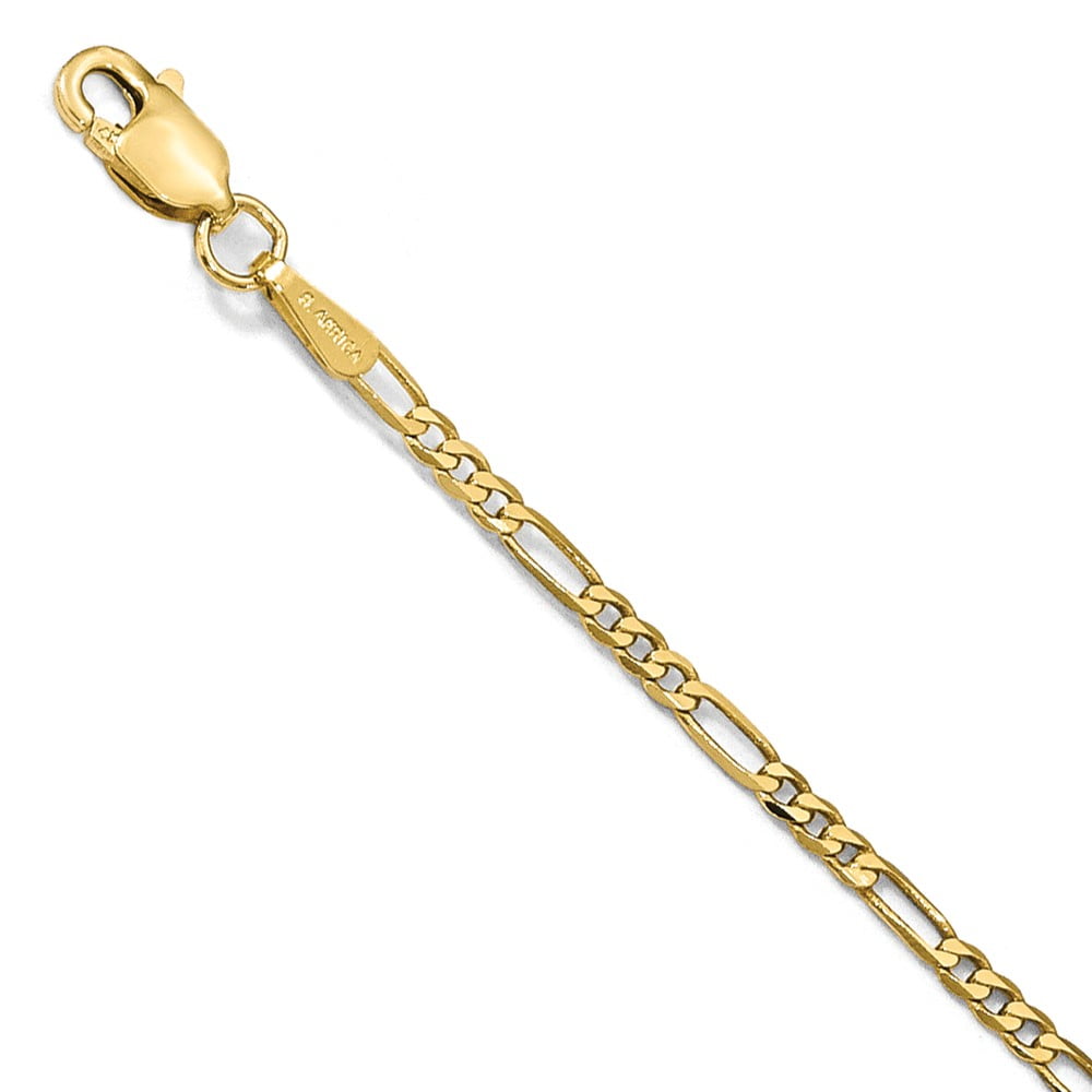 Leslie 14k Yellow Gold 2.25mm Flat Figaro Chain - Walmart.com