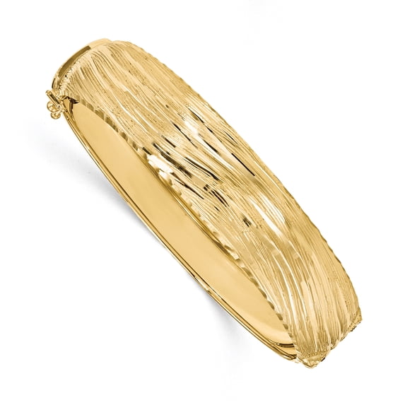 Leslie 14k Yellow Gold Polished Textured Bangle - Walmart.com