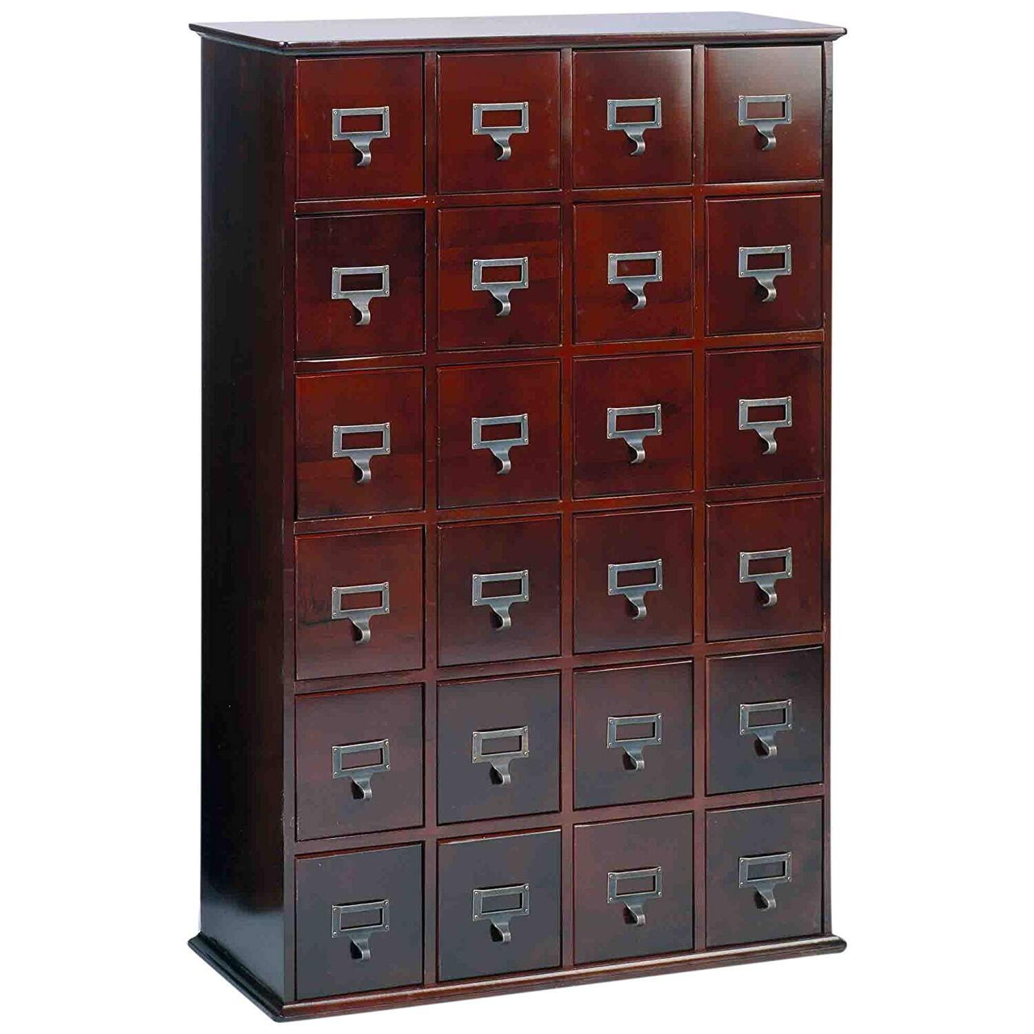 Leslie Dame Library Card File Multimedia Cabinet-Finish:Cherry ...