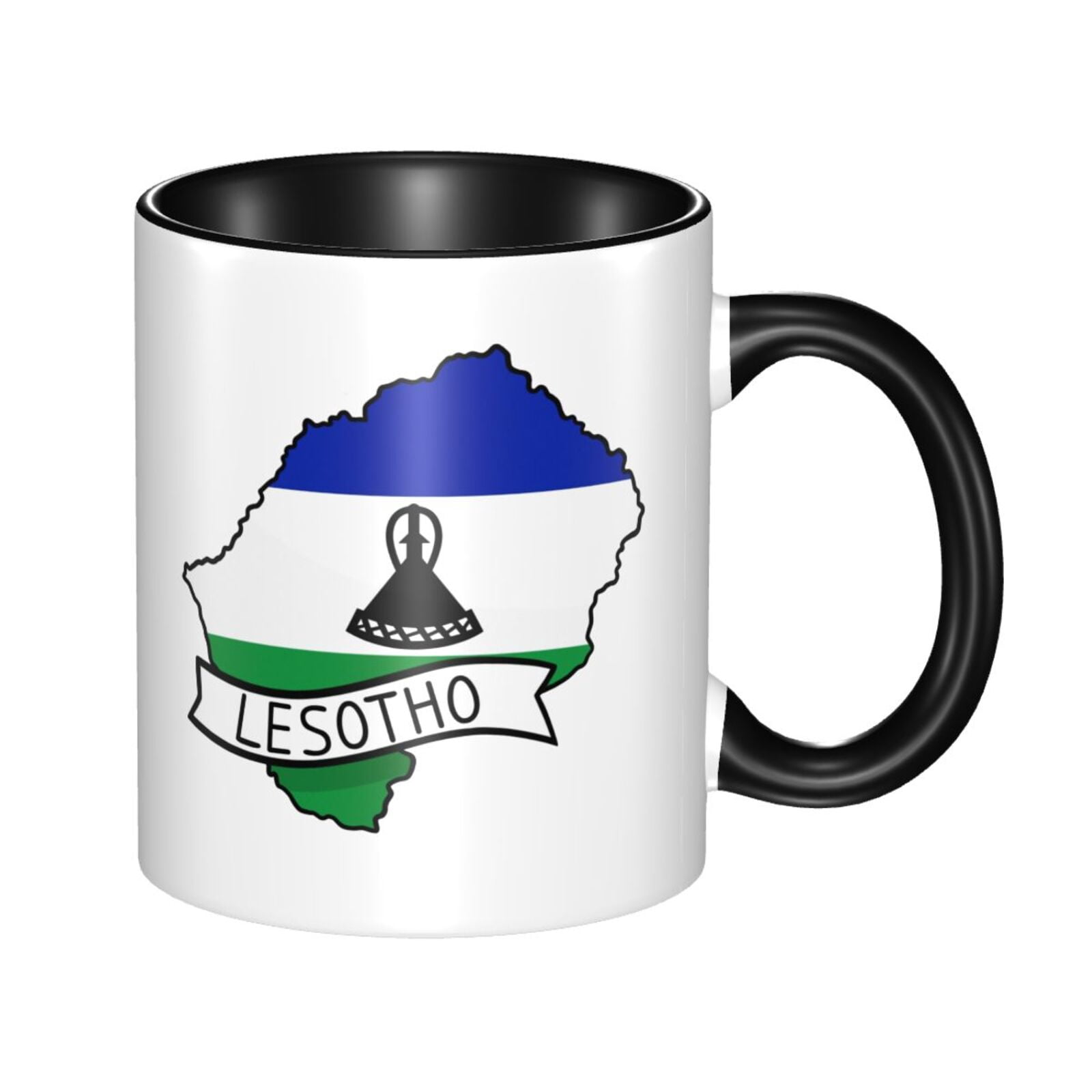 Lesotho Flag Classic Coffee Mugs Stylish Ceramic Cup with Handles for ...