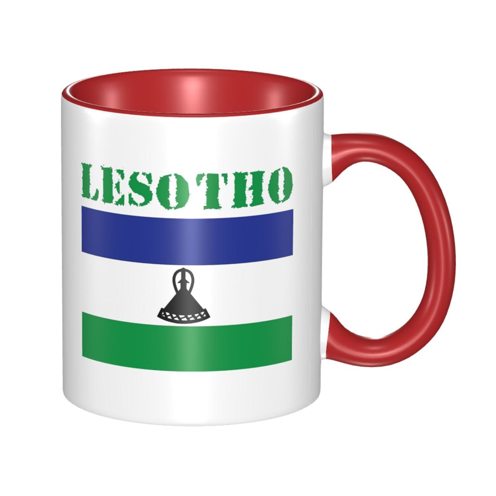 Lesotho Flag Classic Coffee Mugs Stylish Ceramic Cup with Handles for ...