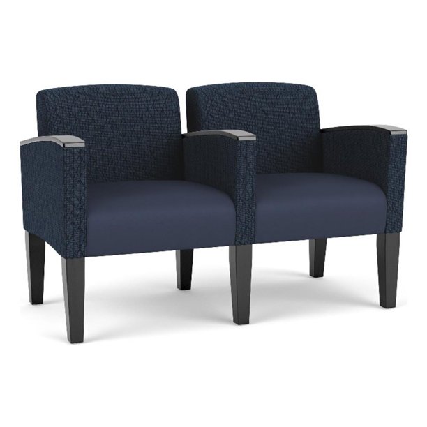 Belmont Reception 2 Seat Tandem Seating / Black Steel Legs / Blue ...