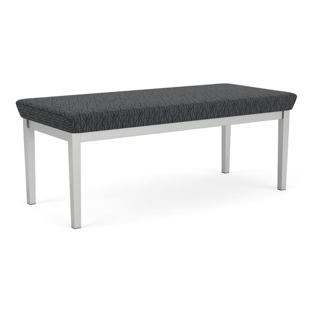 Lesro Lenox Steel Fabric 2-Seat Waiting Room Guest Bench in Silver ...