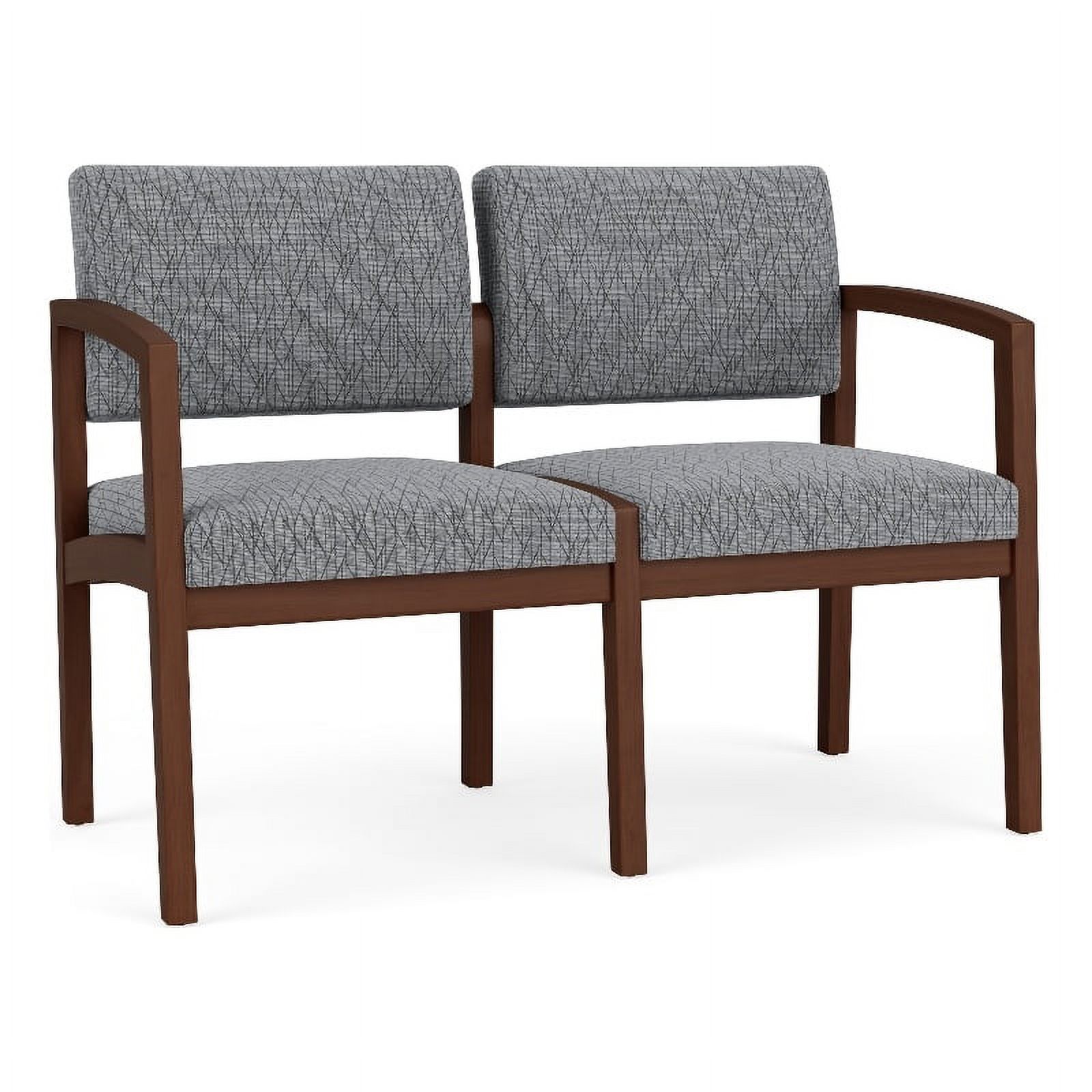 Lesro Lenox Wood 2-Seat Fabric Waiting Reception Tandem Seating in Gray ...