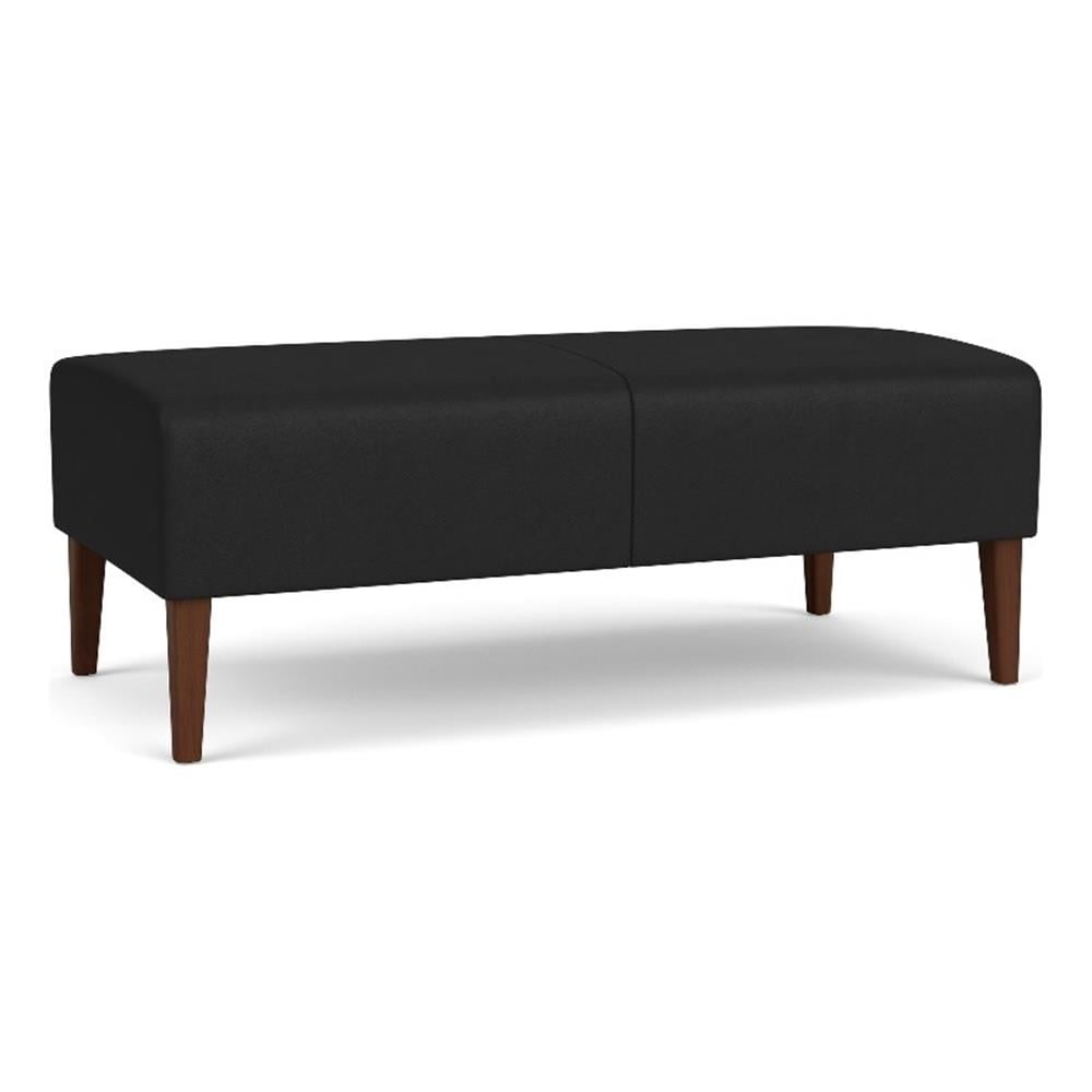 Luxe Lounge Lobby Reception Waiting 2 Seat Bench / Walnut Wood Legs ...