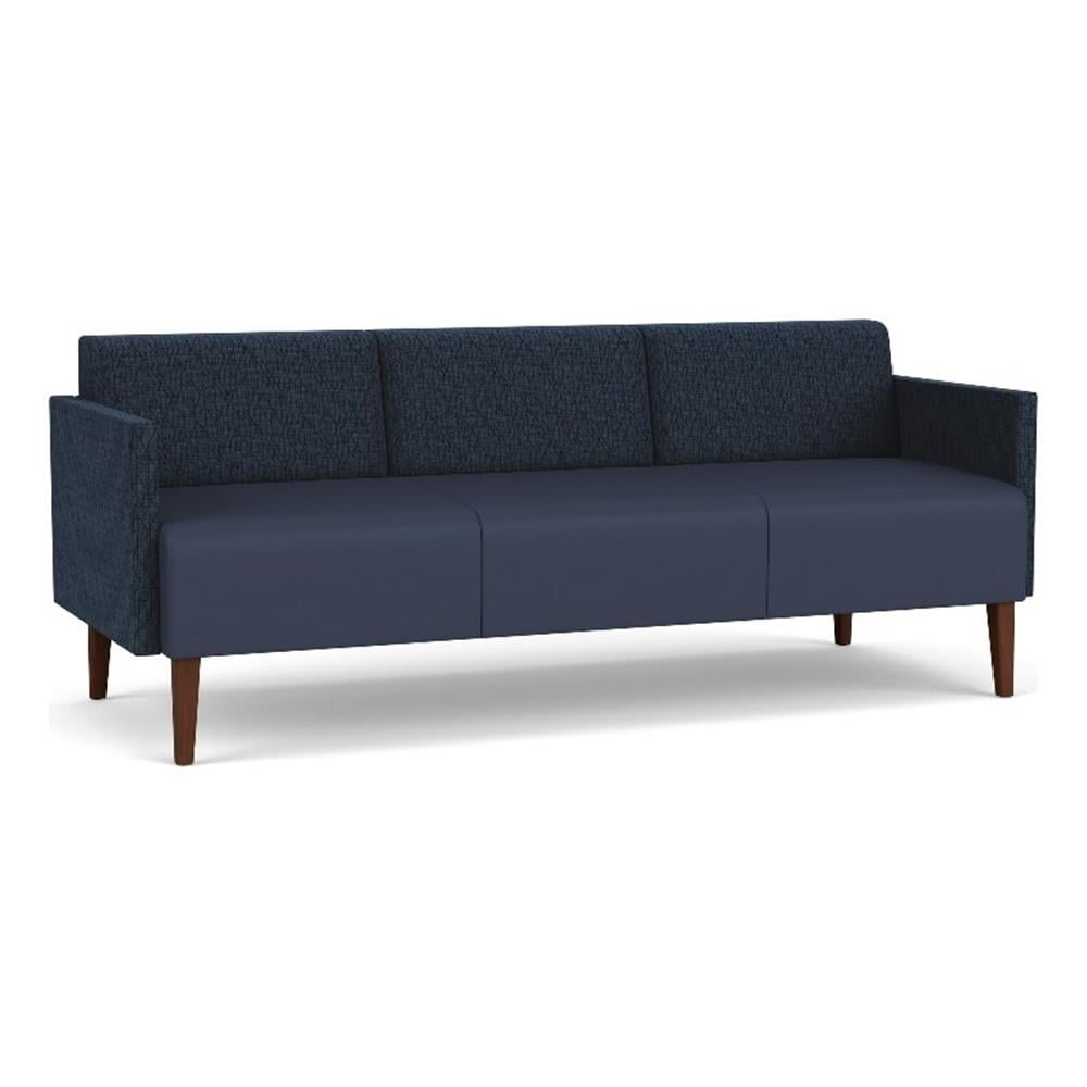 Luxe Lounge Reception Waiting Sofa / Walnut Wood Legs / Dark Blue ...