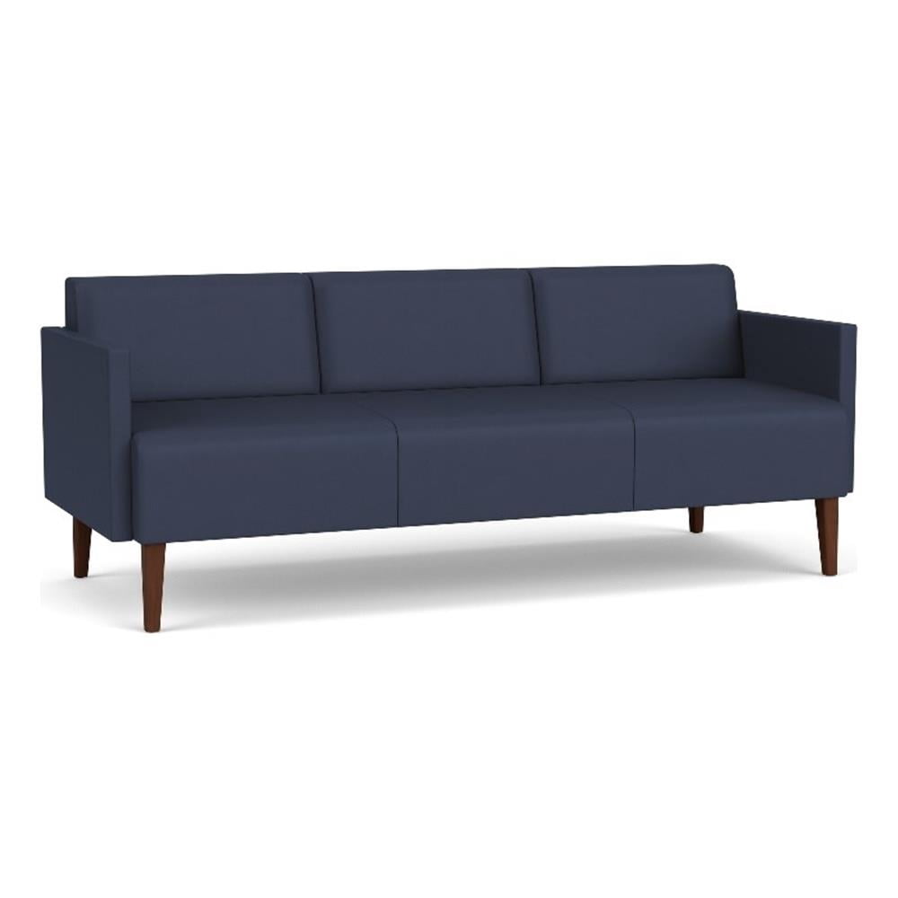 Luxe Lounge Lobby Reception Waiting Room Sofa / Walnut Wood Legs / Blue ...