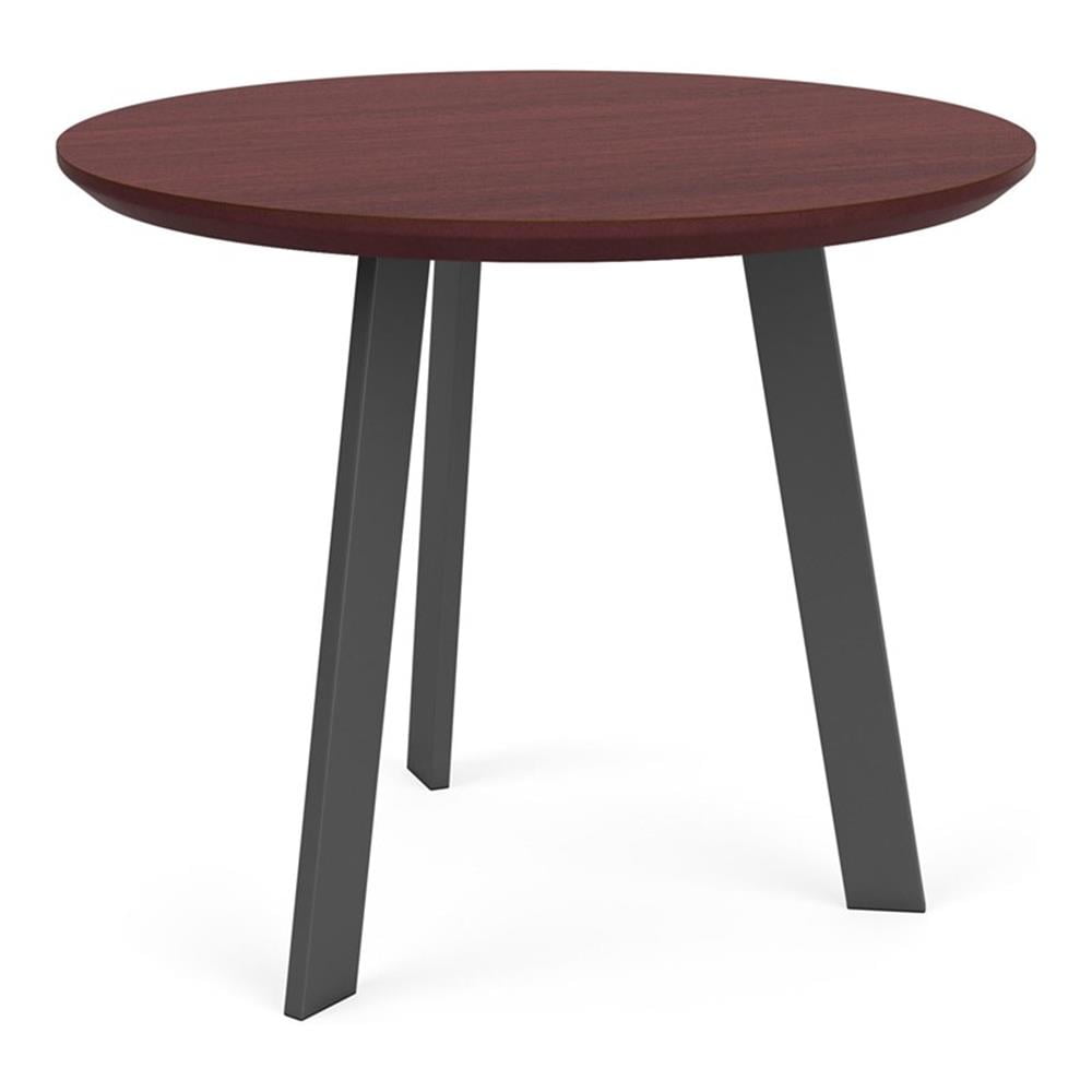 Waterfall Reception 24" Round Top Wood End Table / Charcoal Steel ...