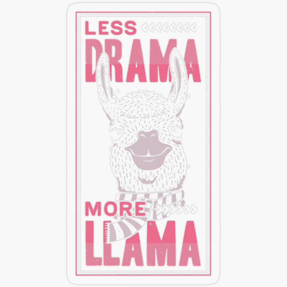 Less Drama More Llama Transparent Sticker Phone Decal Water Bottle ...