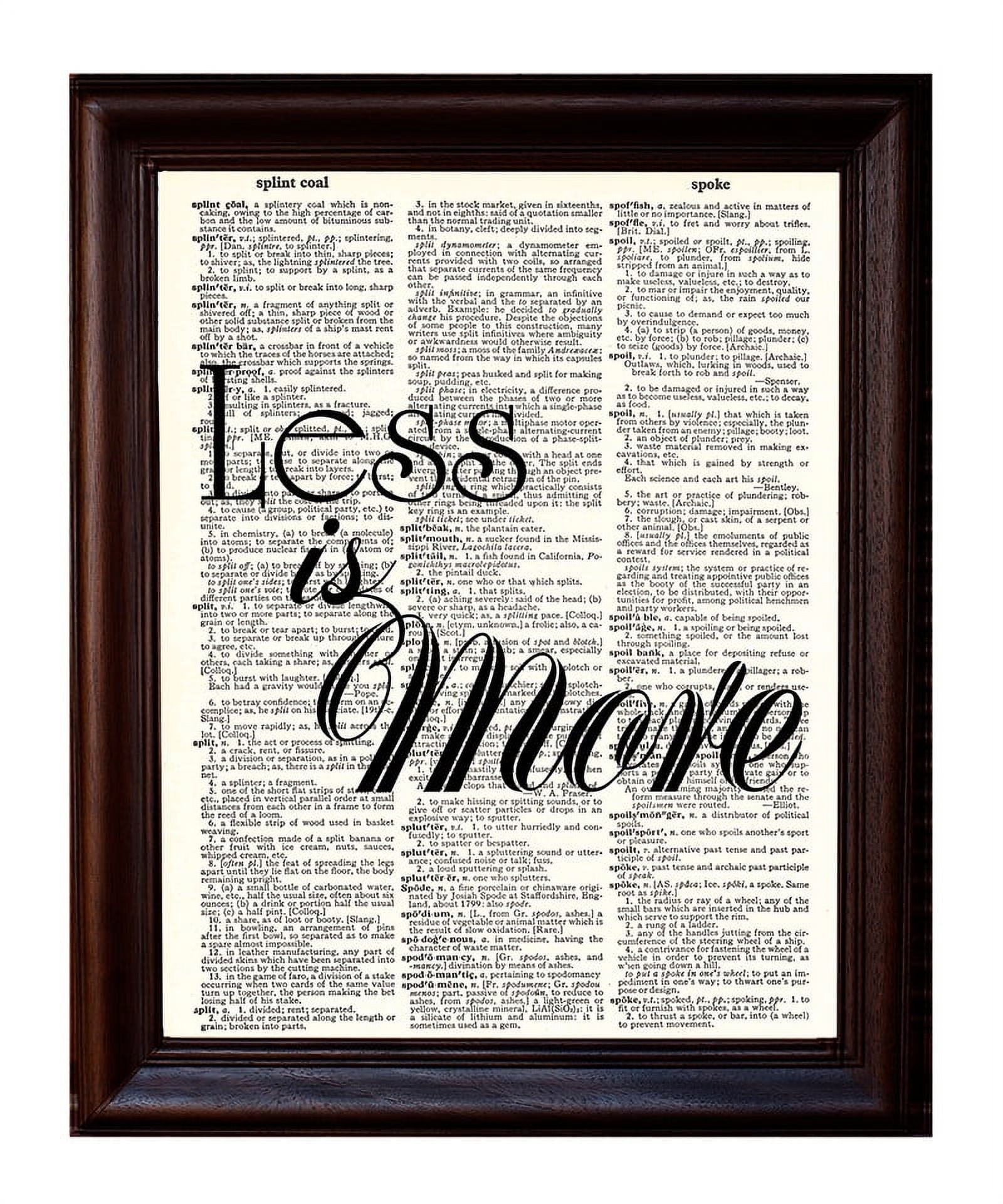 Less Is More Quote - Dictionary Art Print Printed On Authentic Vintage ...