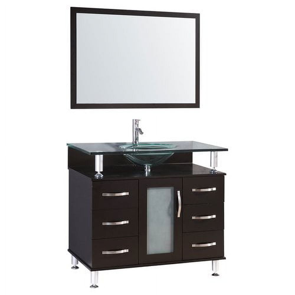 LessCare 36'' Single Glass Top Vanity Set with Mirror - Walmart.com