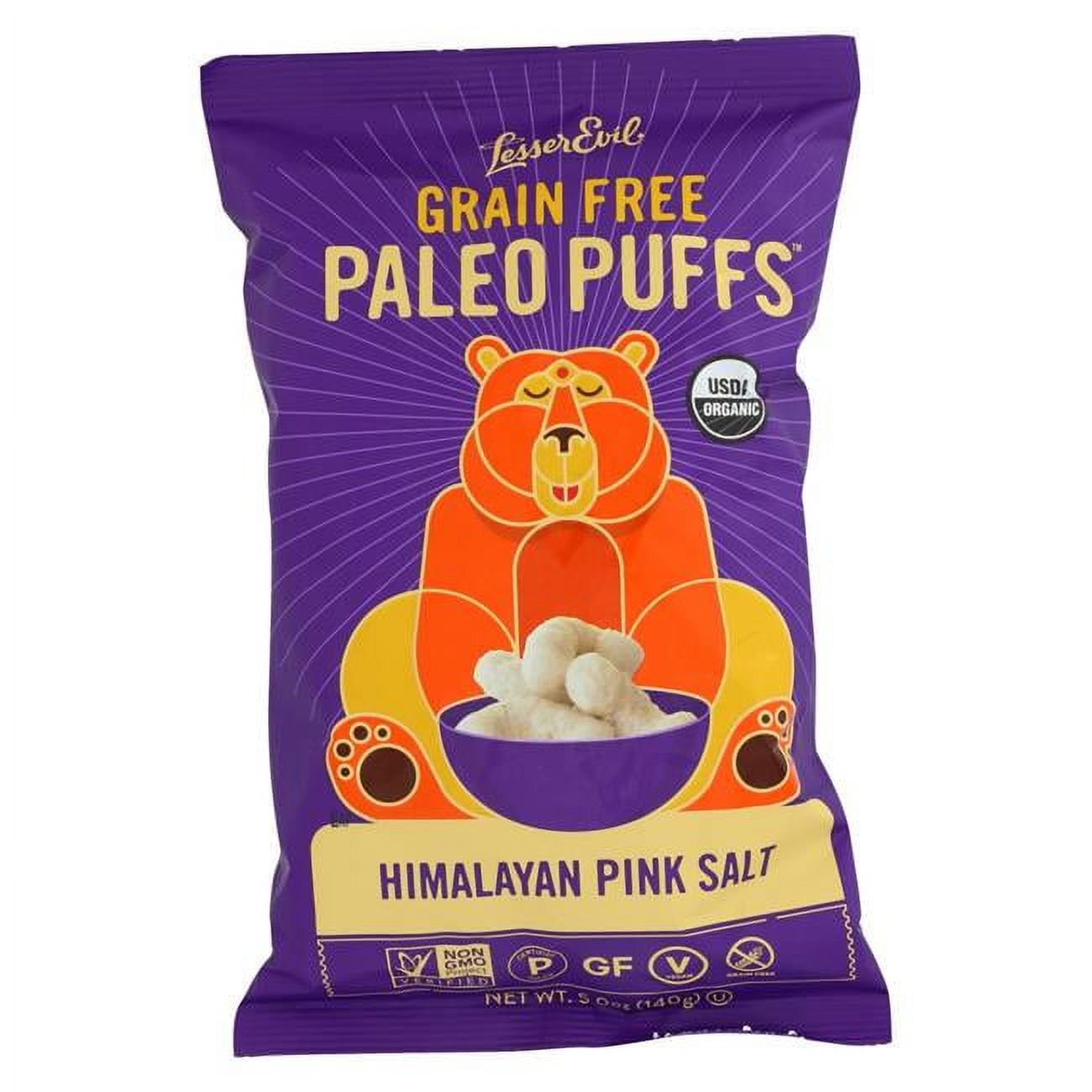 Lesser Evil 5 oz Crunchy, Himalayan Salt Puffs - Walmart.com