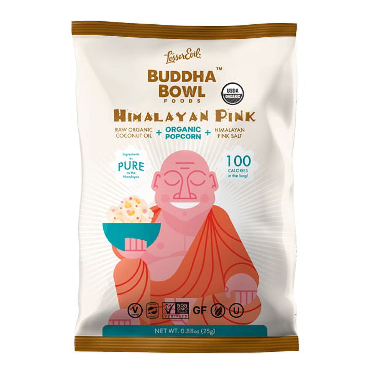 Lesser Evil Buddha Bowl Organic Himalayan Pink Salt Popcorn 0.88 oz ...