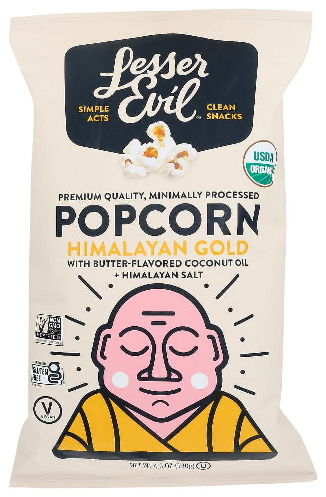 Lesser Evil Organic Himalayan KEF28 Gold Popcorn, Gluten Free, Non GMO ...