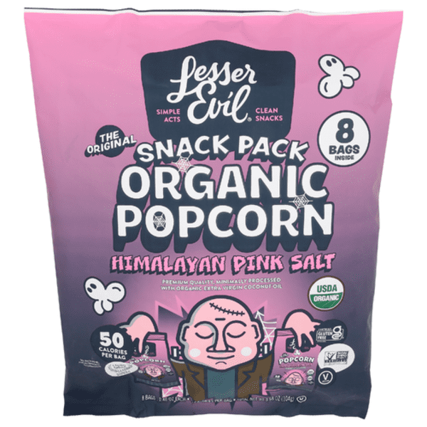 Lesser Evil Organic Himalayan Pink Salt 8 Pack Popcorn 0.46 oz - Pack ...