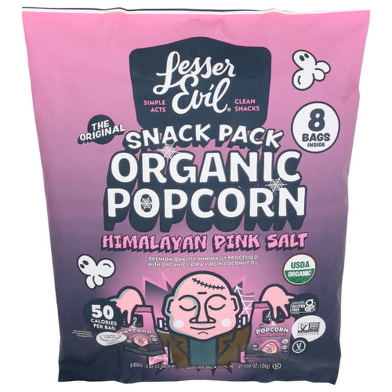Lesser Evil Organic Himalayan Pink Salt 8 Pack Popcorn 0.46 oz ...
