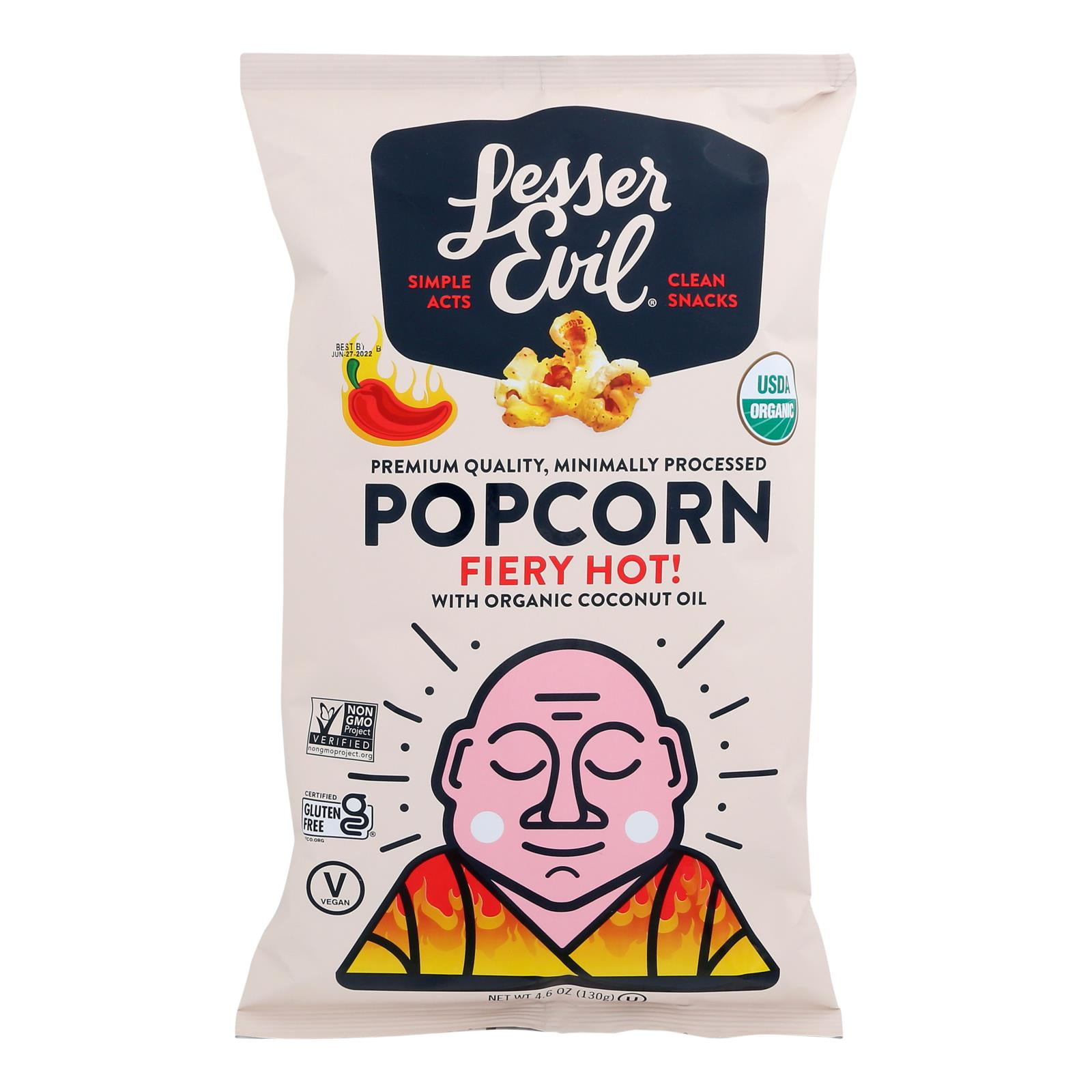 Lesser Evil - Popcorn Fiery Hot - Case of 12-4.6 OZ - Walmart.com