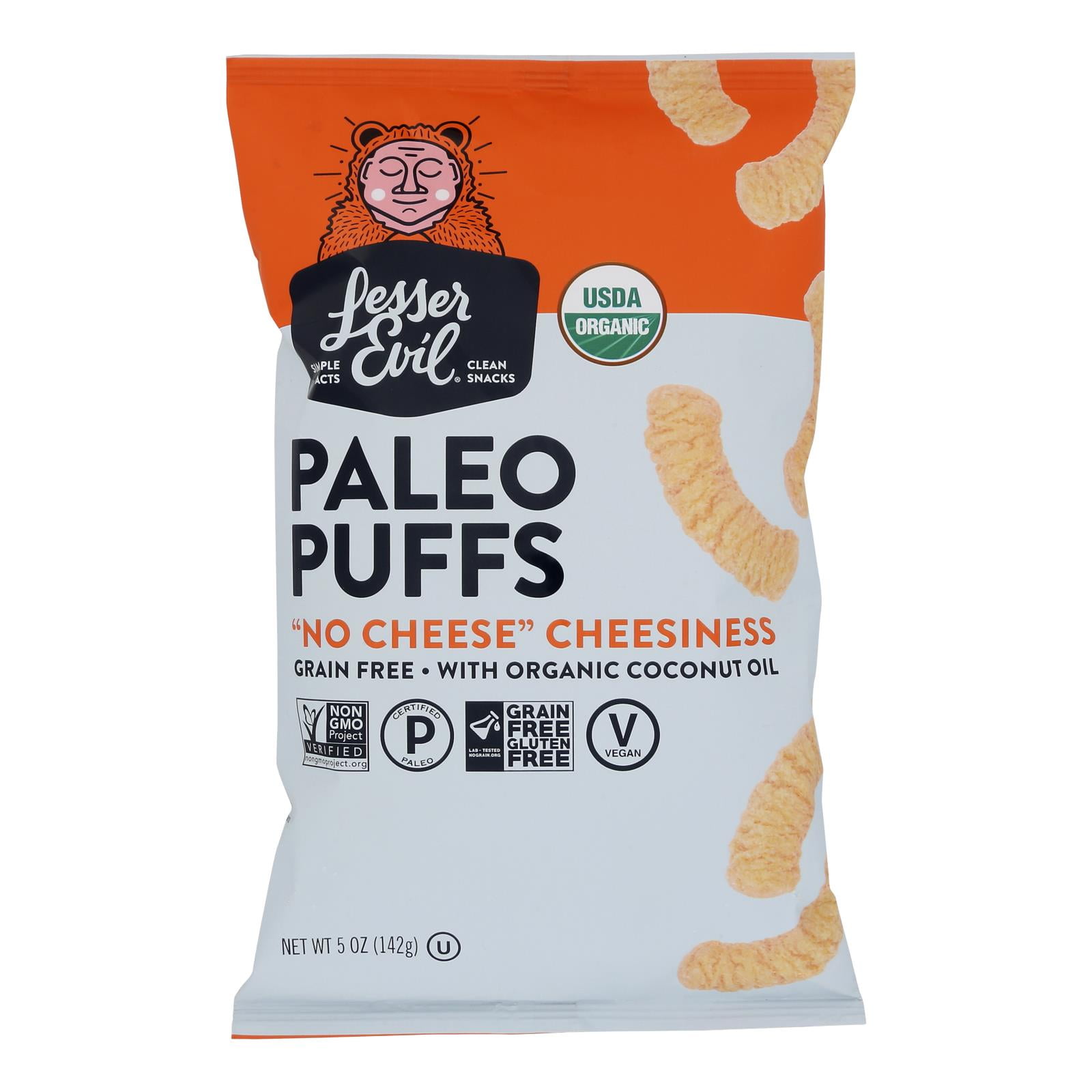 Lesser Evil Puffs - Crunchy No Cheese Cheesiness - Case of 9 - 5 oz. - Walmart.com