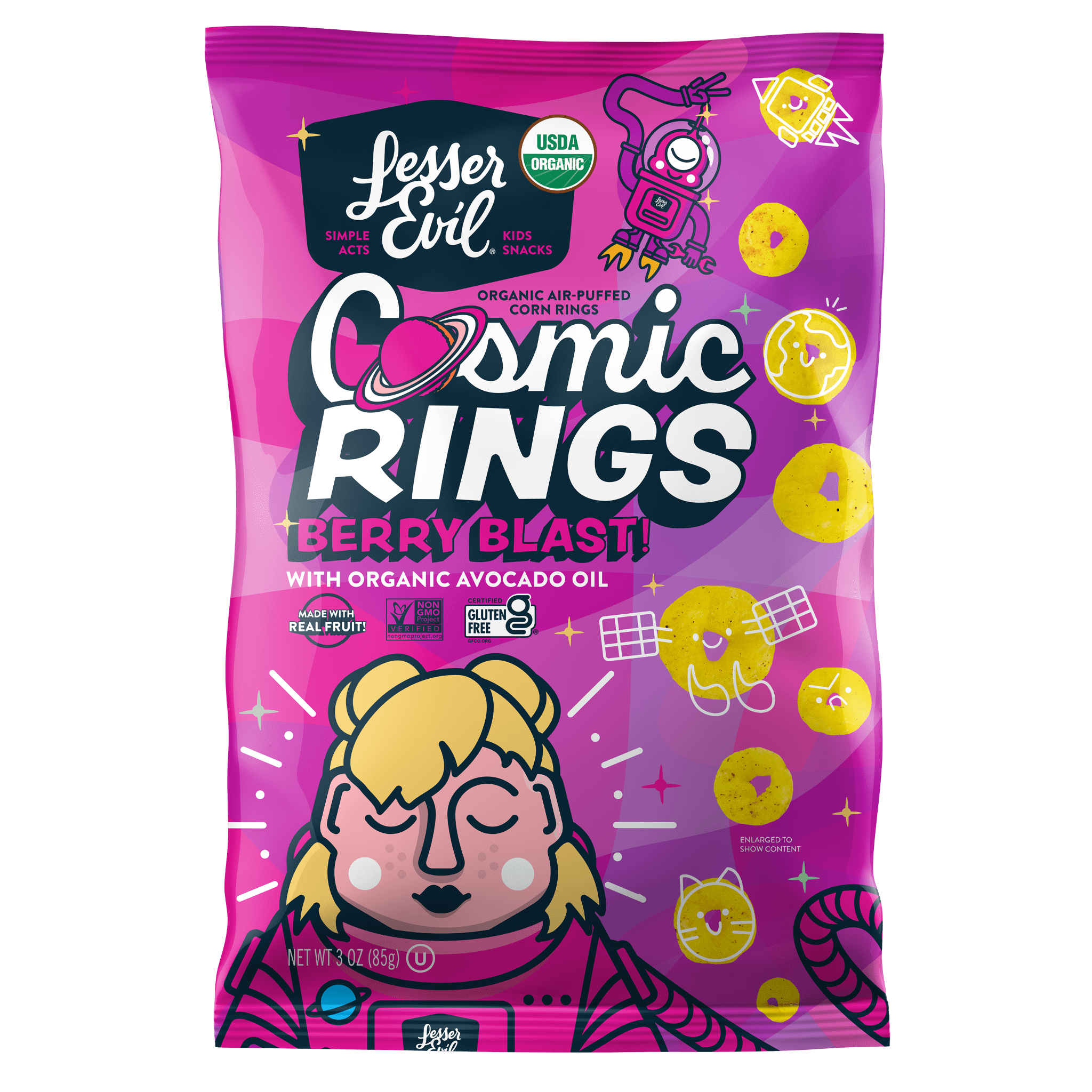 LesserEvil Air-Puffed Cosmic Rings Berry Blast Toddler Snacks with ...