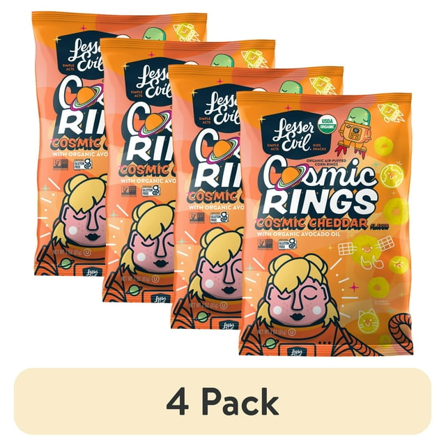 (4 pack) LesserEvil, Air-Puffed, Cosmic Rings, Snacks for Toddlers ...