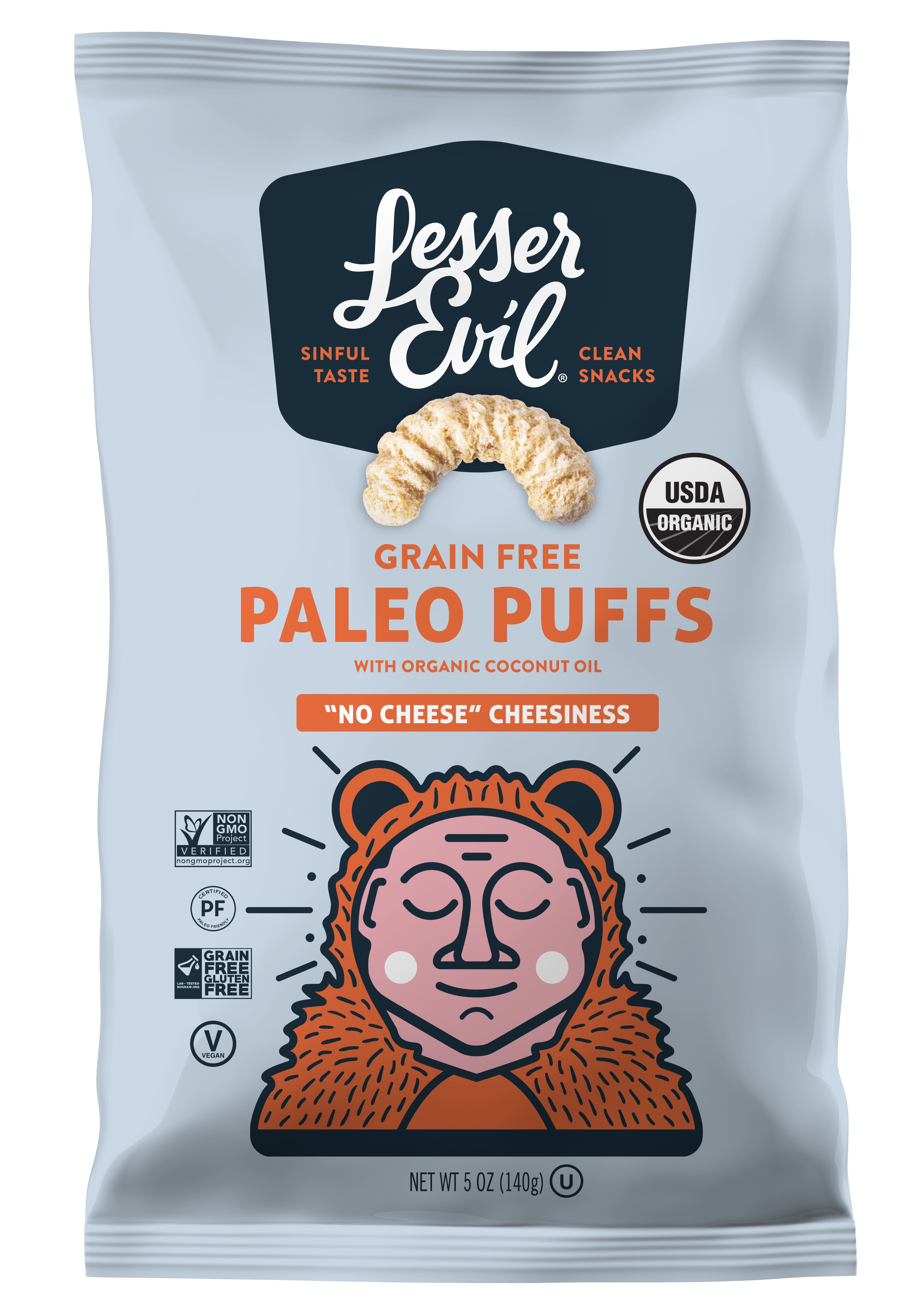 LesserEvil Organic Paleo Puffs, "No Cheese" Cheesiness, 5 oz - Walmart.com