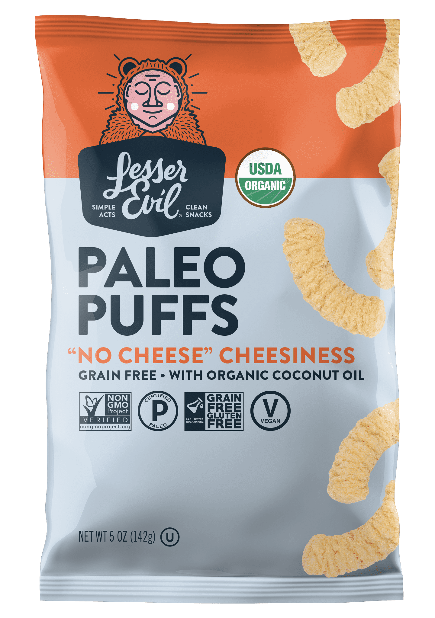LesserEvil Organic Paleo Puffs No Cheese Cheesiness Flavor 5 oz ...