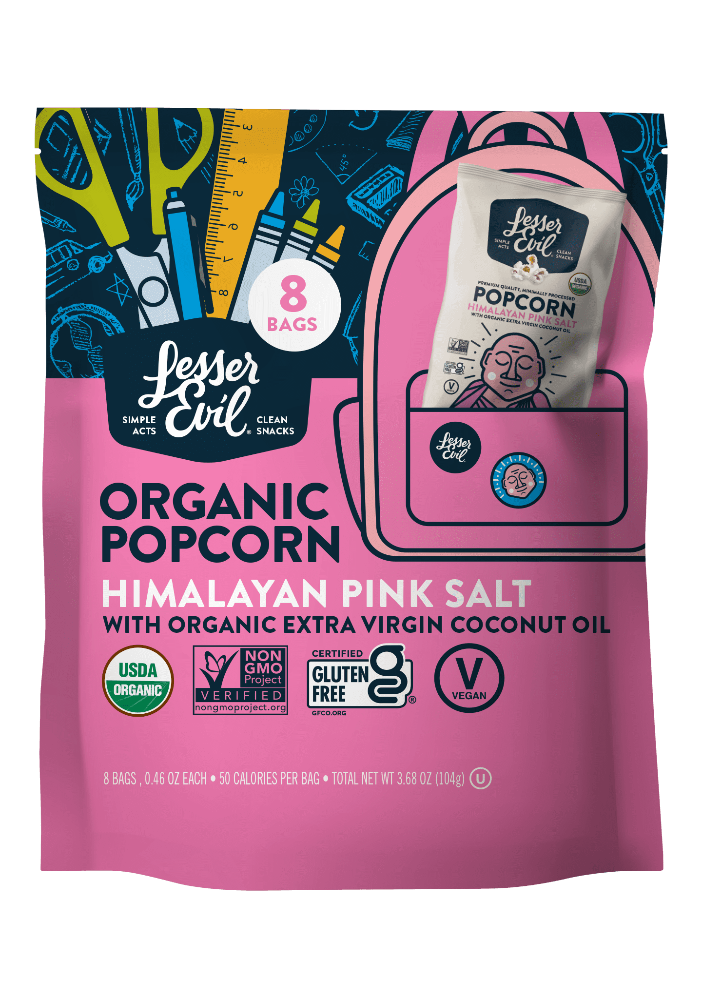 LesserEvil Organic Low Calorie Popcorn, Vegan & Gluten Free, Himalayan ...