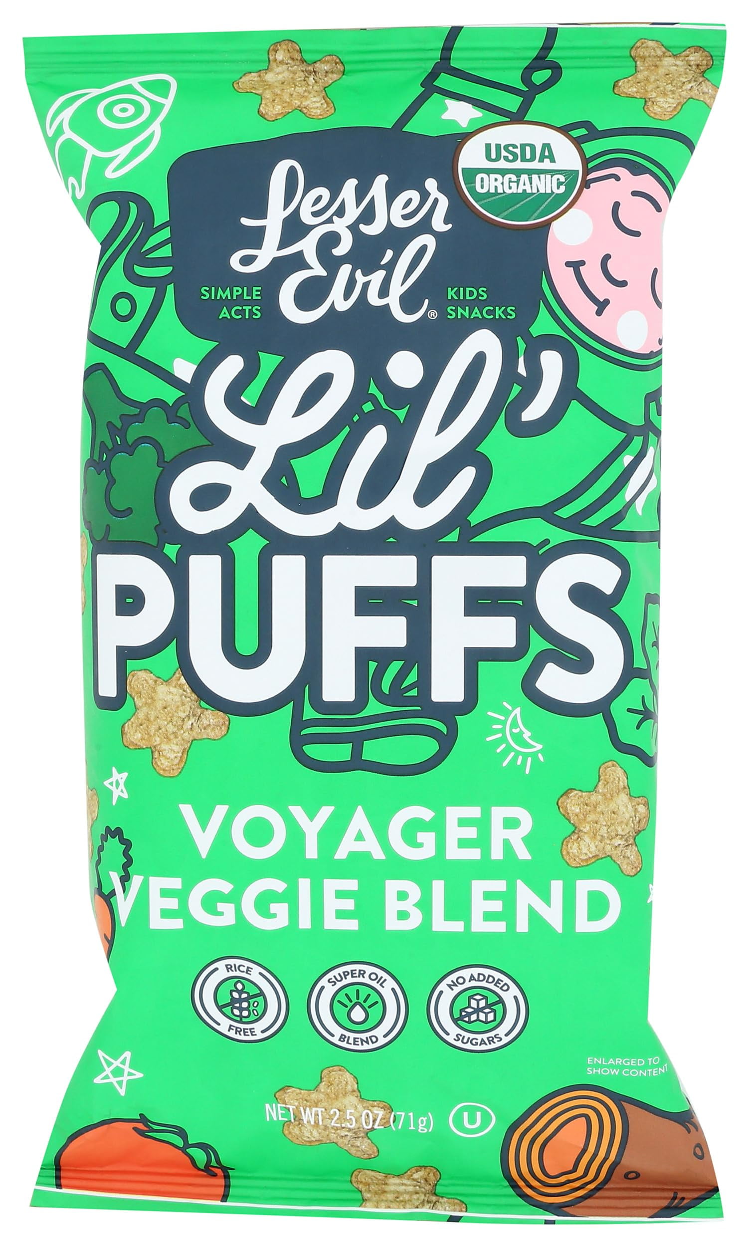LesserEvil Organic Veggie Blend HHA1 Lil' Puffs, 2.5 OZ - Walmart.com