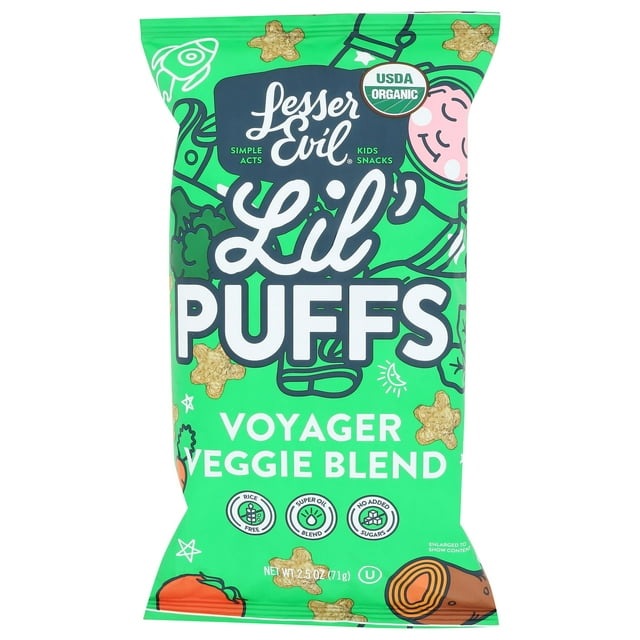 Lesserevil Organic Veggie Blend Lil, Puffs, 2.5 Oz - Walmart.com