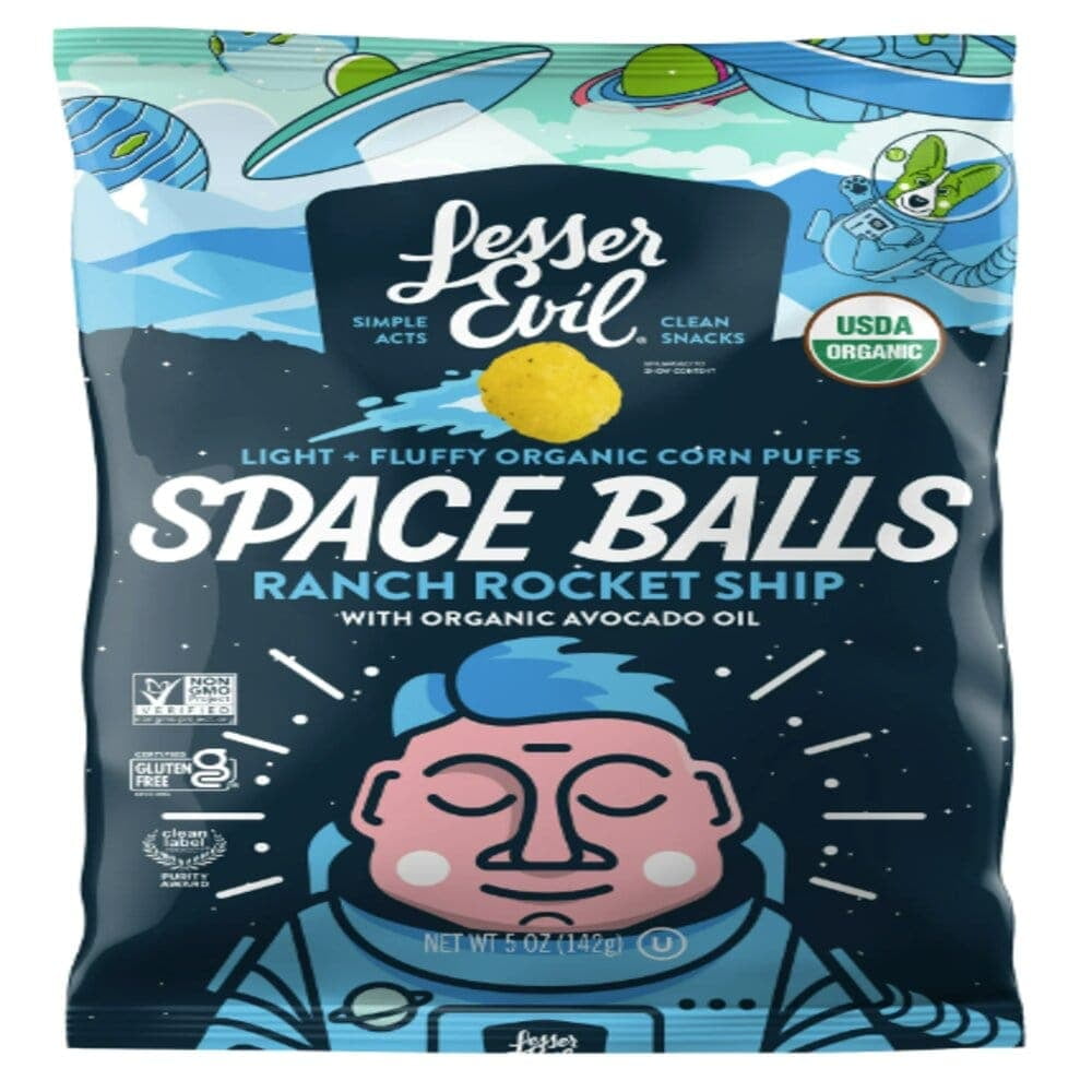 LesserEvil® Ranch Rocket Ship Space Balls Organic Puffed Corn Snacks ...