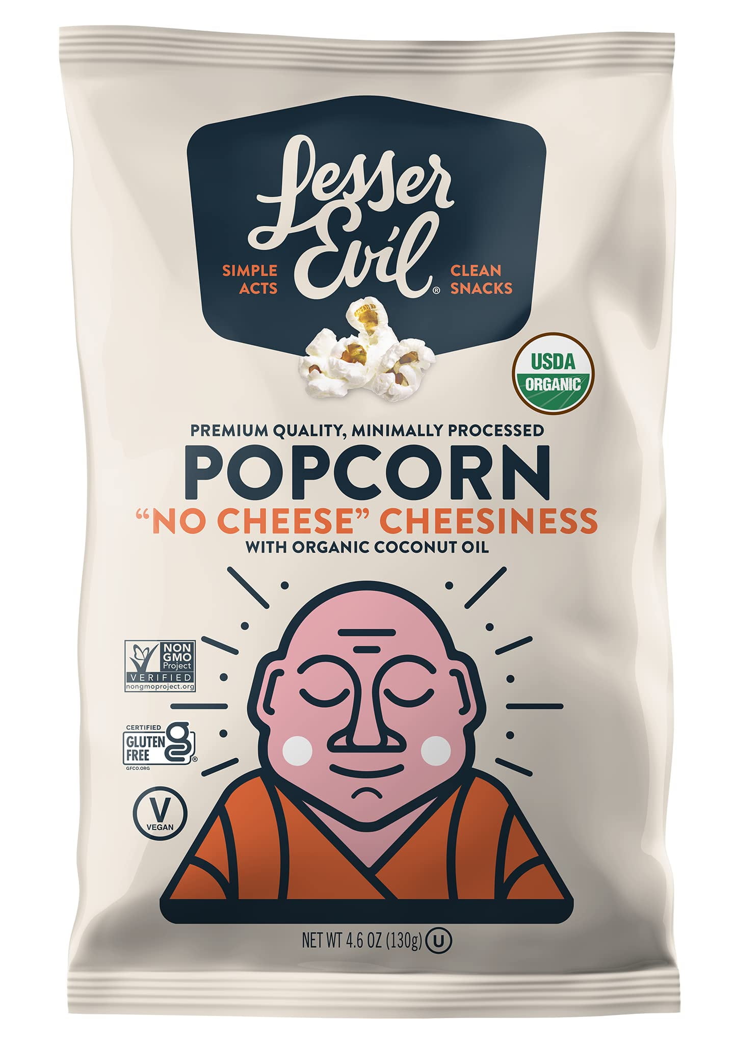 LesserEvil White Cheddar Organic Popcorn, No Artificial Ingredients ...
