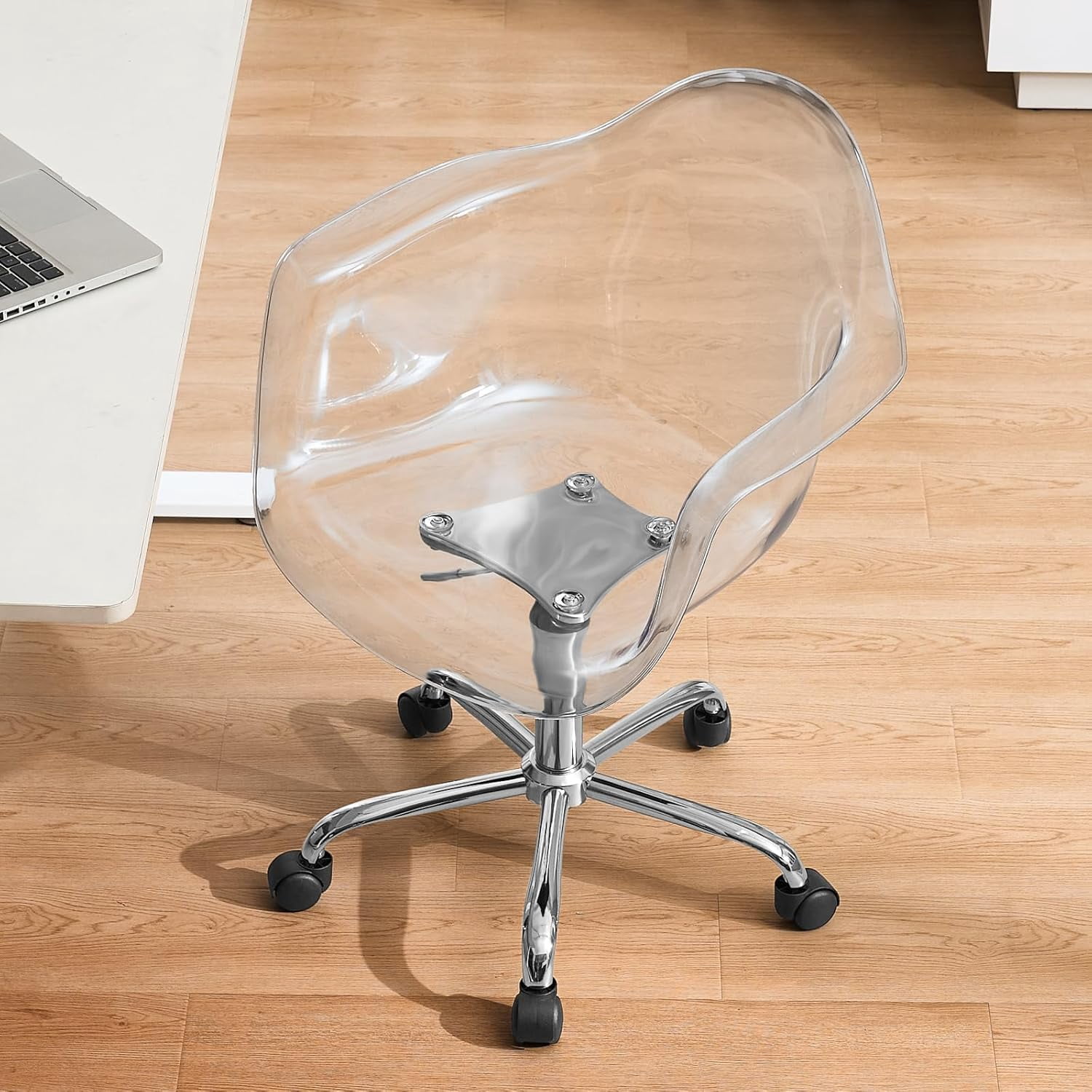Lessmore Clear Desk Chair, Adjustable Acrylic Home Office Chair with ...