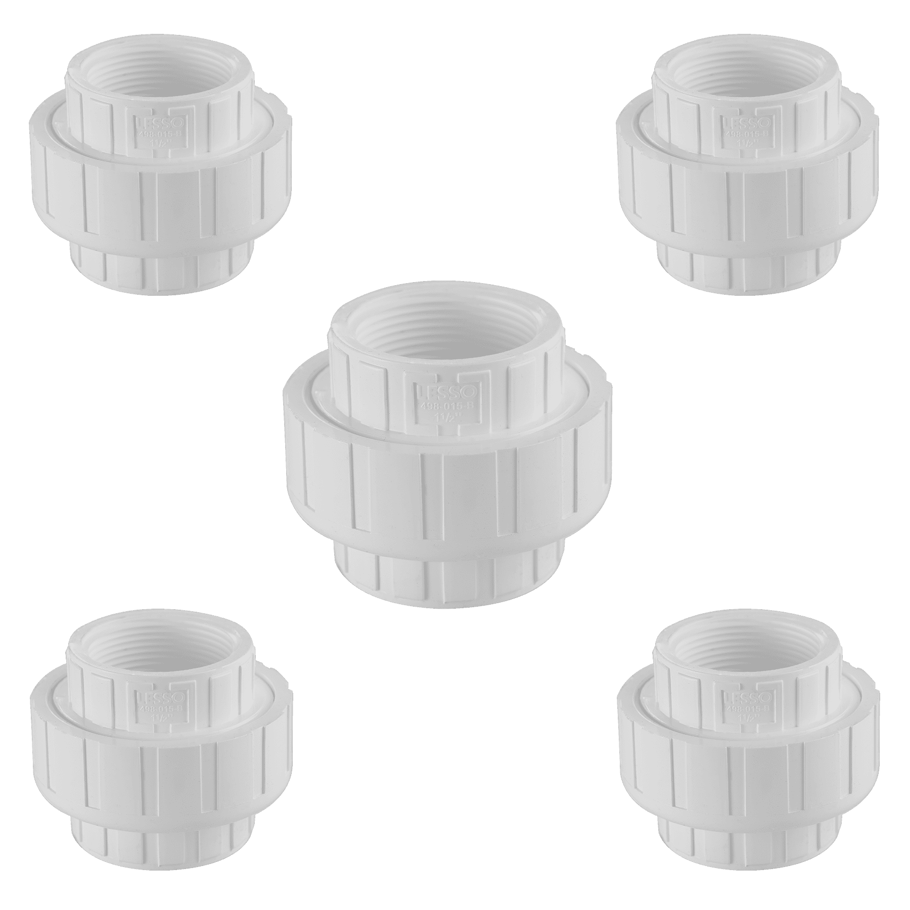 Lesso America 498-007 (5 Pack), Plumbing, PVC Pipe Fitting, Union w/O ...