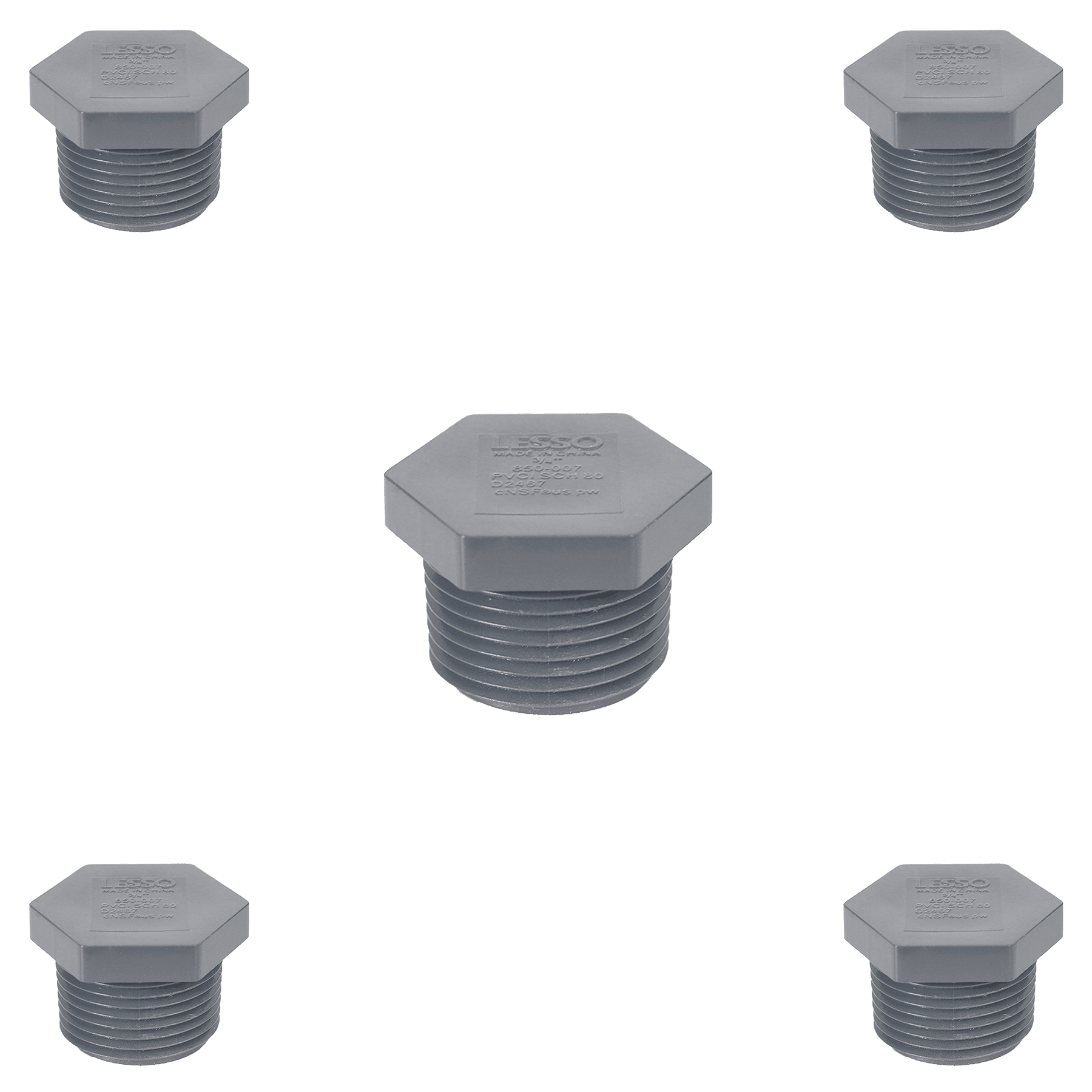 Lesso America 850-007 (5 Pack), Plumbing, PVC Pipe Fitting, Plug ...