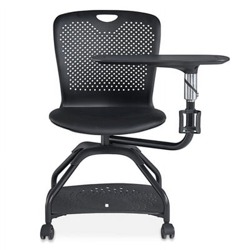 Lesson Armless Swivel Tablet Chair Black Plastic Back/Black ...
