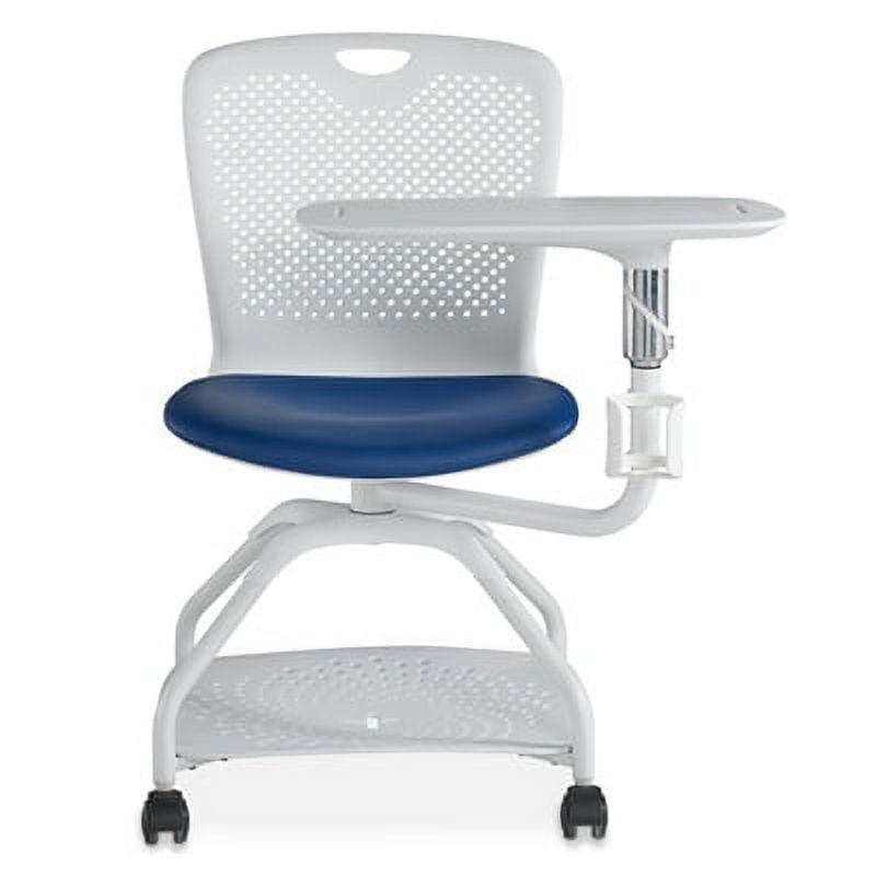 Lesson Armless Swivel Tablet Chair White Plastic Back/Ocean ...