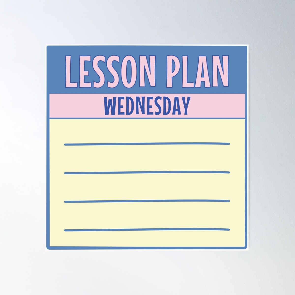 Lesson Plan Wednesday Poster Wall Art, Modern Wall Decor For Living ...