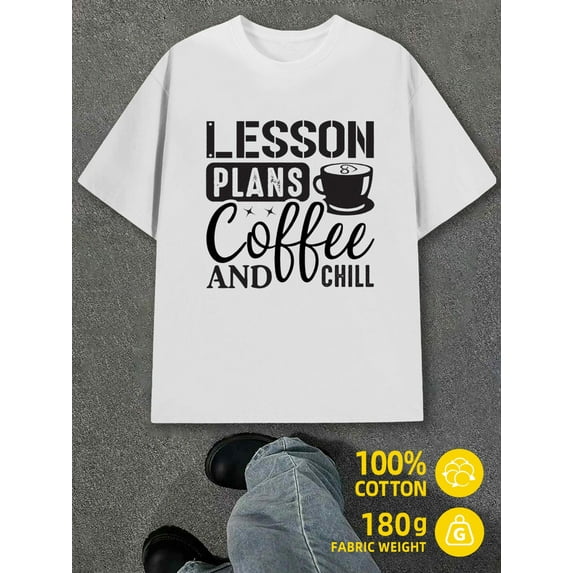 Lesson Plans Coffee for men white 180G 100% Cotton spring and summer ...